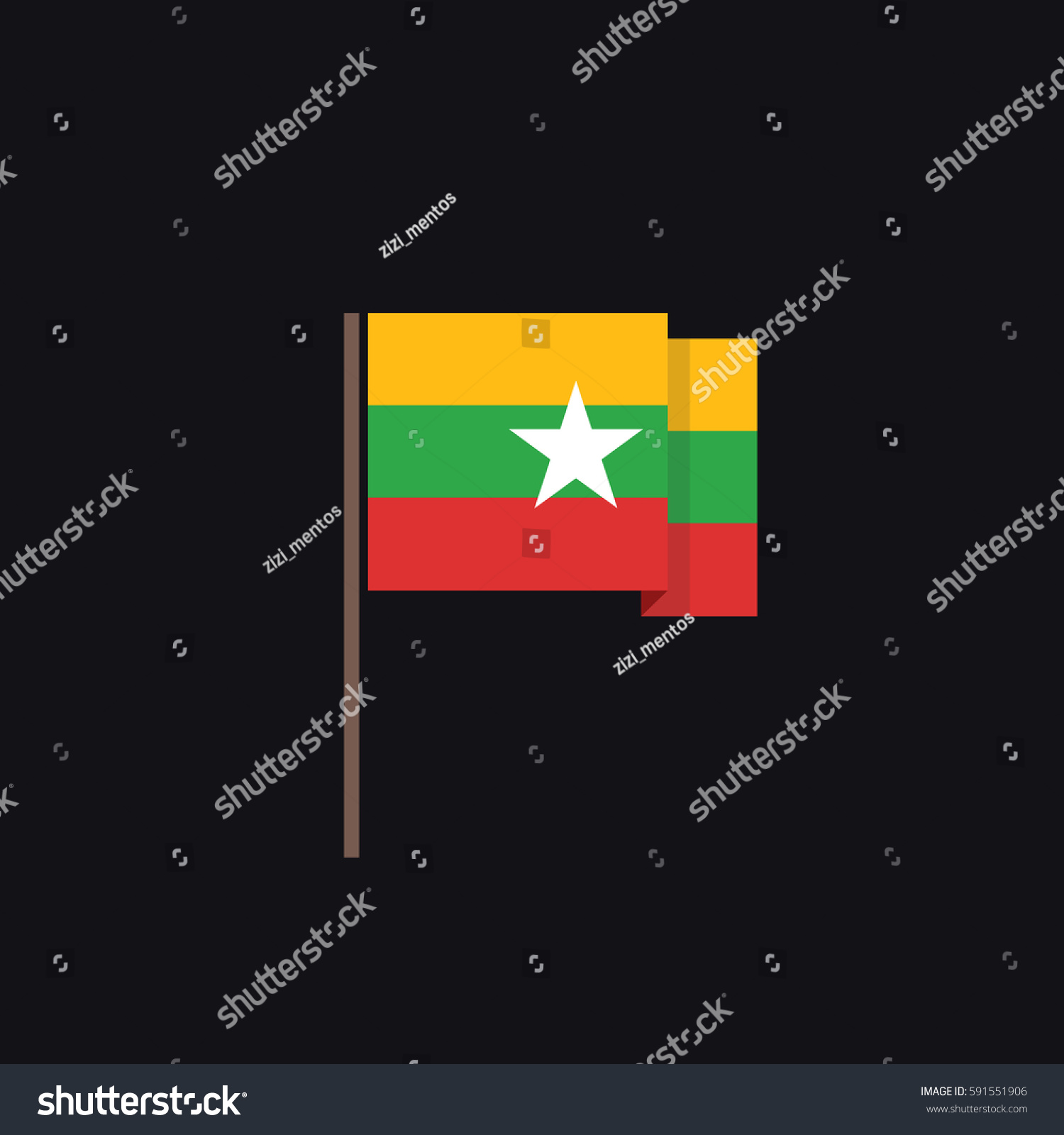 Flag Myanmar Vector Illustration Stock Vector Royalty Free 591551906
