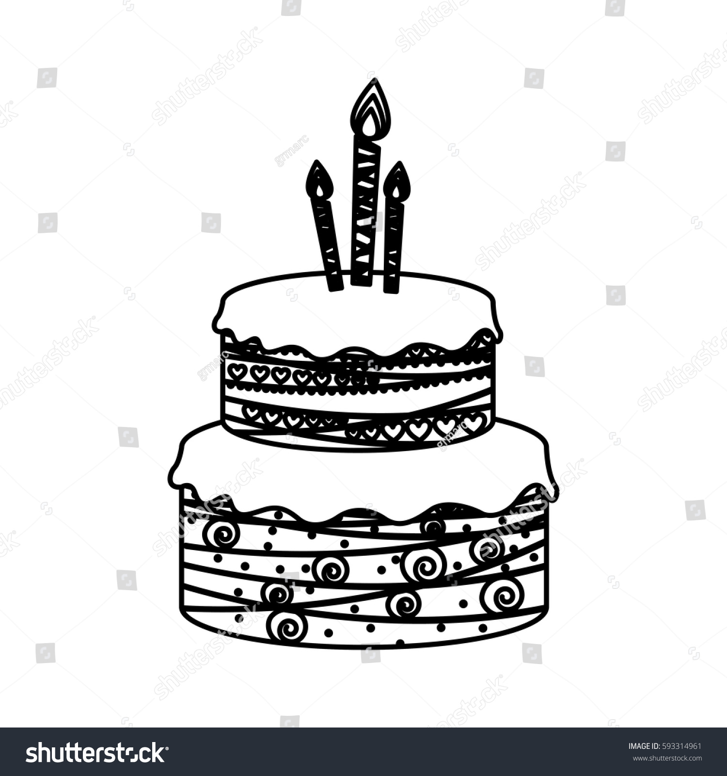 Sketch Silhouette Birthday Cake Two Floors Stock Vector Royalty Free