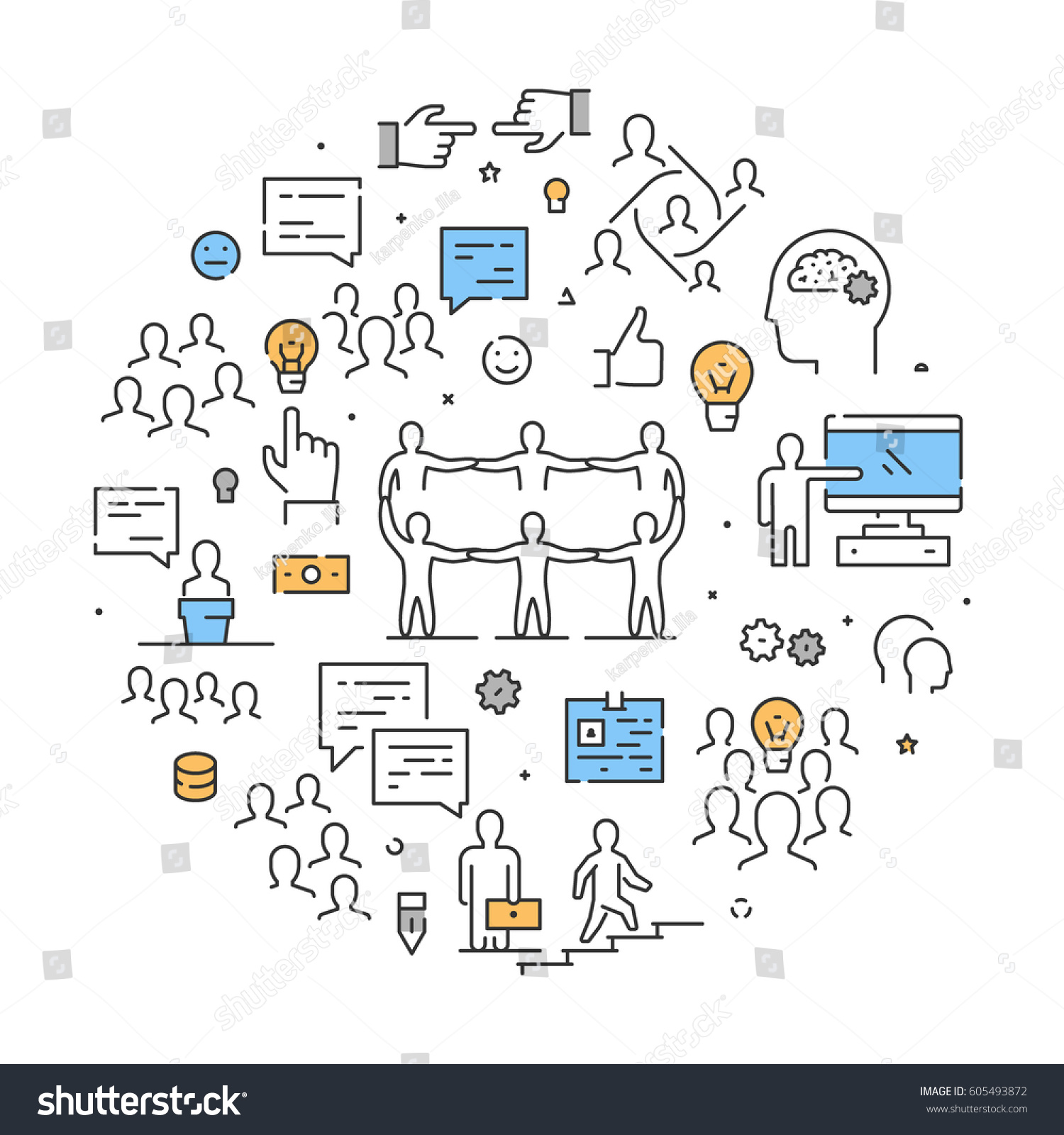 Vector Round Linear Concept Team Work Stock Vector (Royalty Free ... Vector Round Linear Concept Team Work Stock Vector (Royalty Free ...