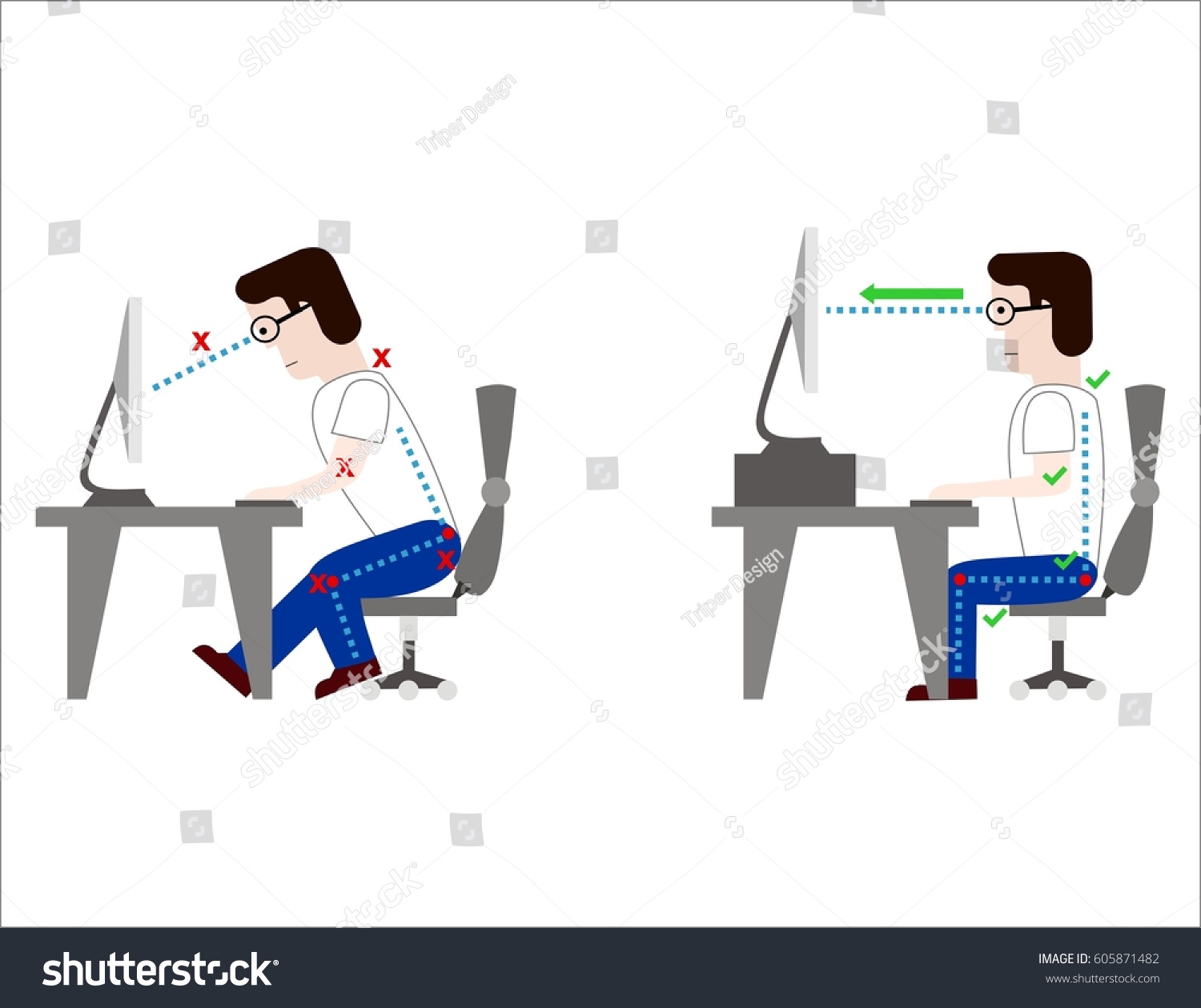 Correct Back Position Vector Illustration Right Stock Vector (Royalty ... Correct Back Position Vector Illustration Right Stock Vector (Royalty ...