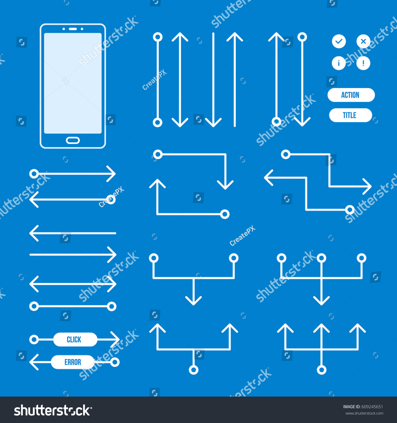 Vektor Stok Collection Elements Creating Flowchart Navigation Web Tanpa Royalti 609245651