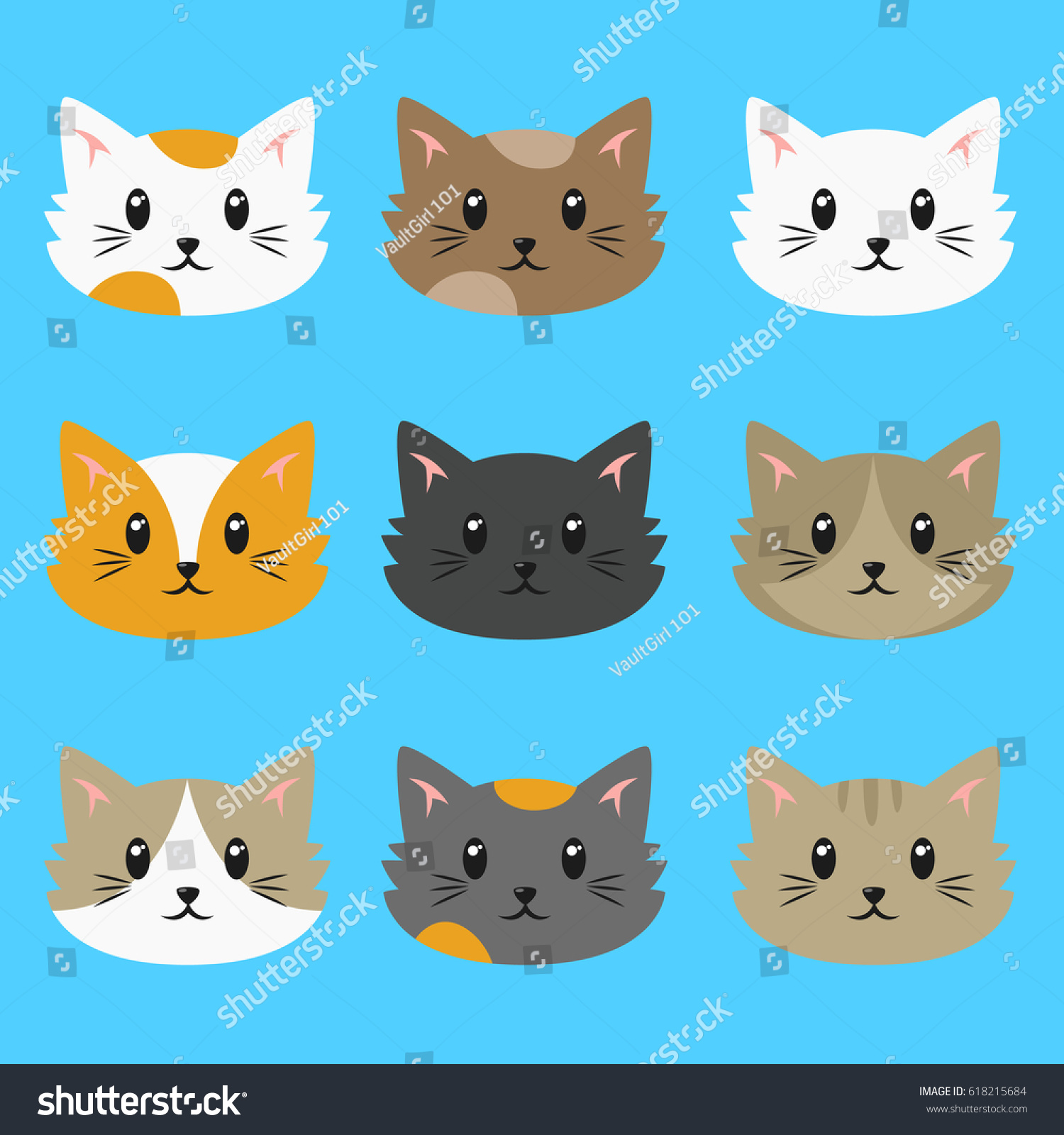 Set Cute Cats Vector Collection Different Stock Vector Royalty Free