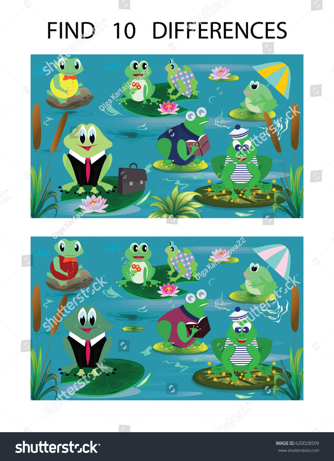 Find Ten Differences Vector Illustration Stock Vector Royalty Free