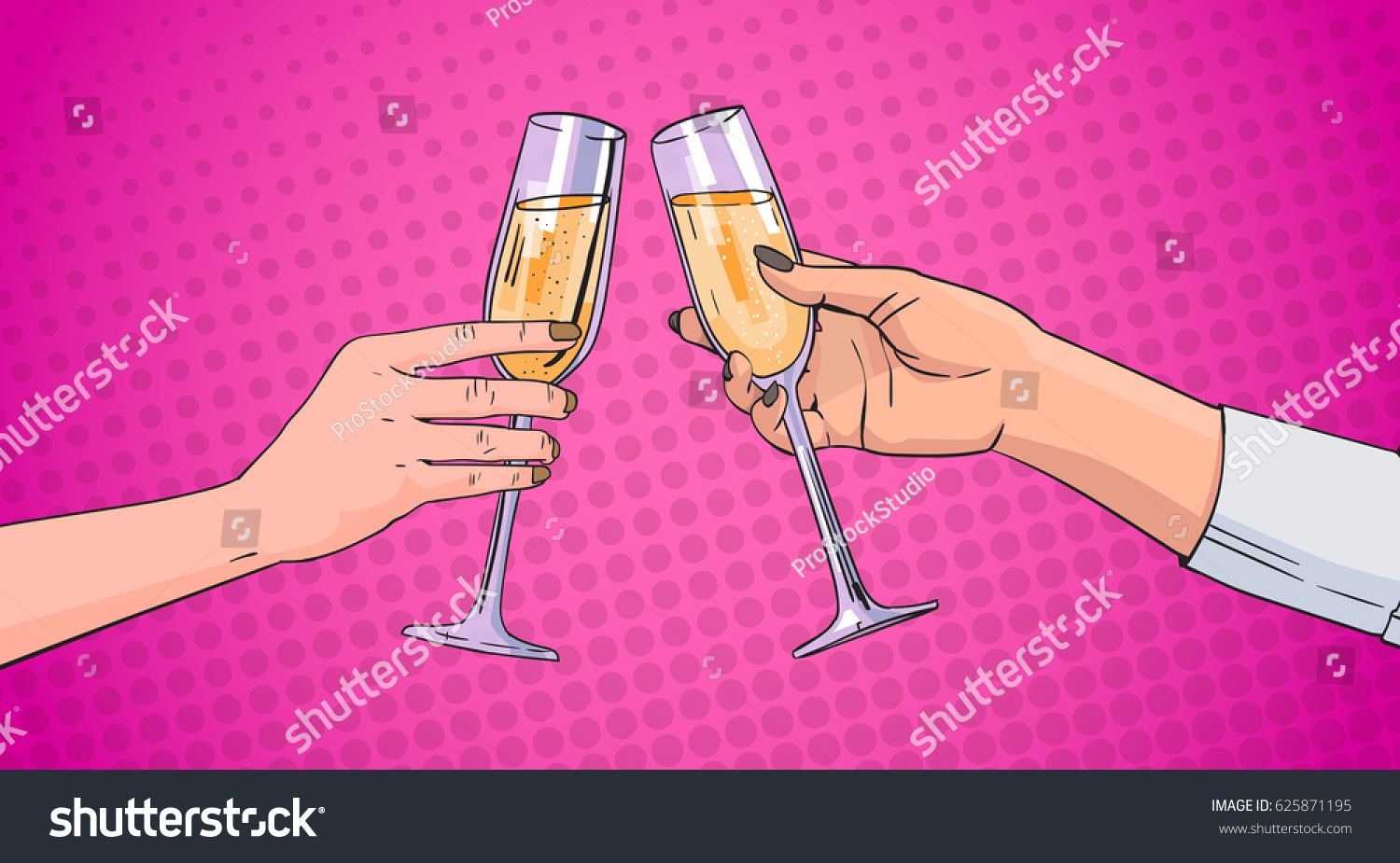 Couple Hands Clinking Glass Champagne Wine Stock Vector Royalty Free