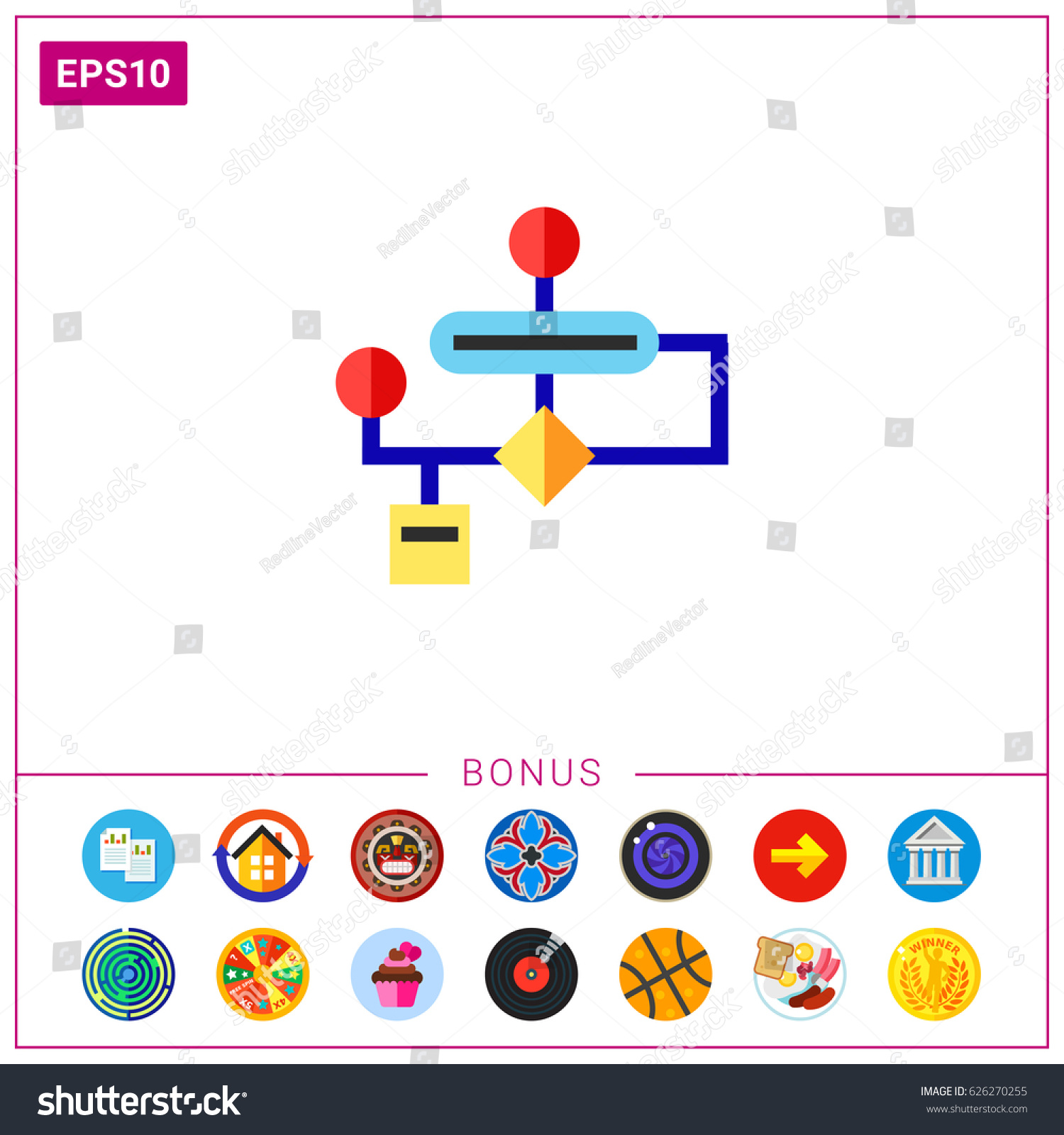 Algorithm Flowchart Icon Stock Vector (Royalty Free) 626270255 ...