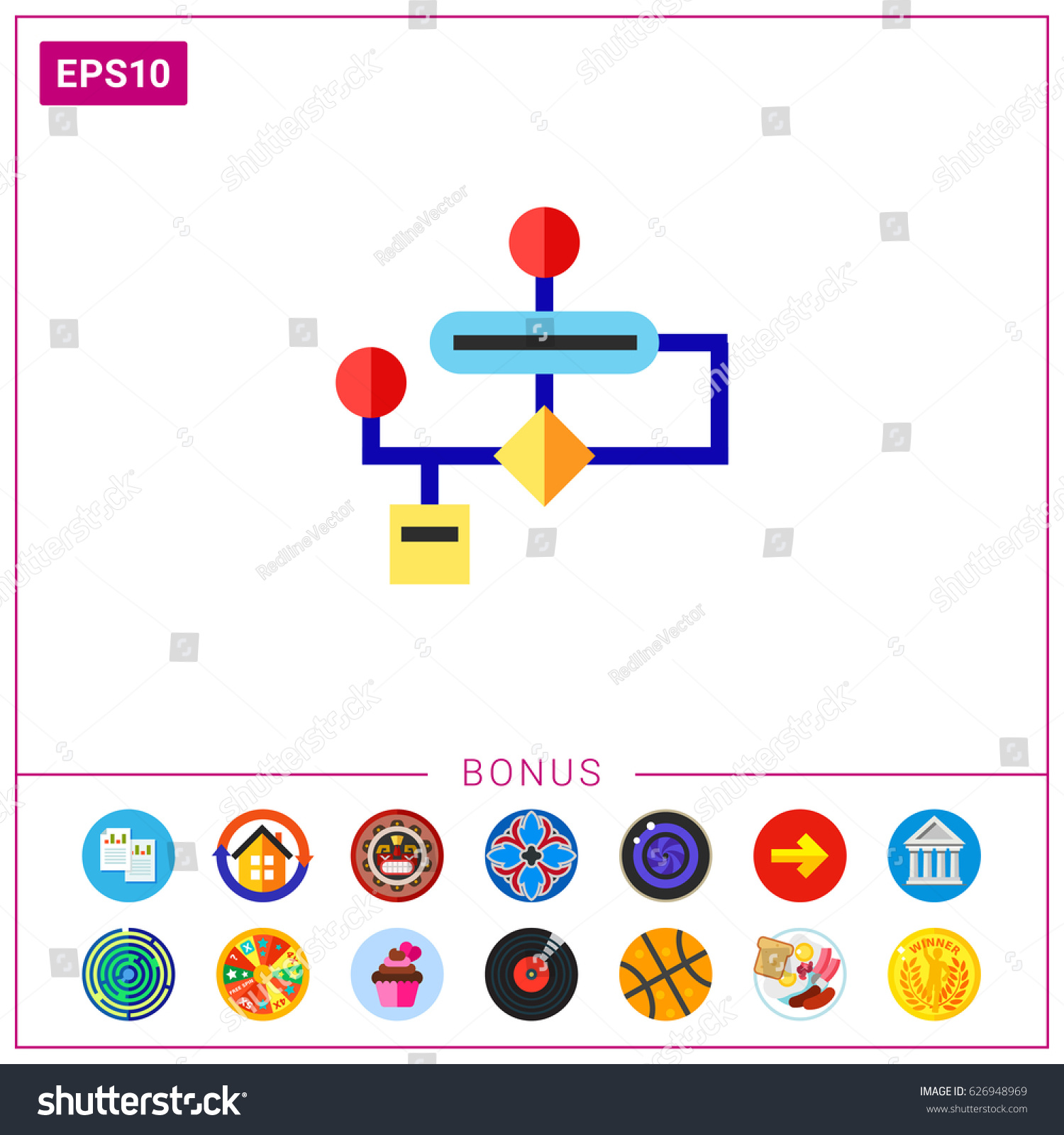 Algorithm Flowchart Icon Stock Vector (Royalty Free) 626948969 ...
