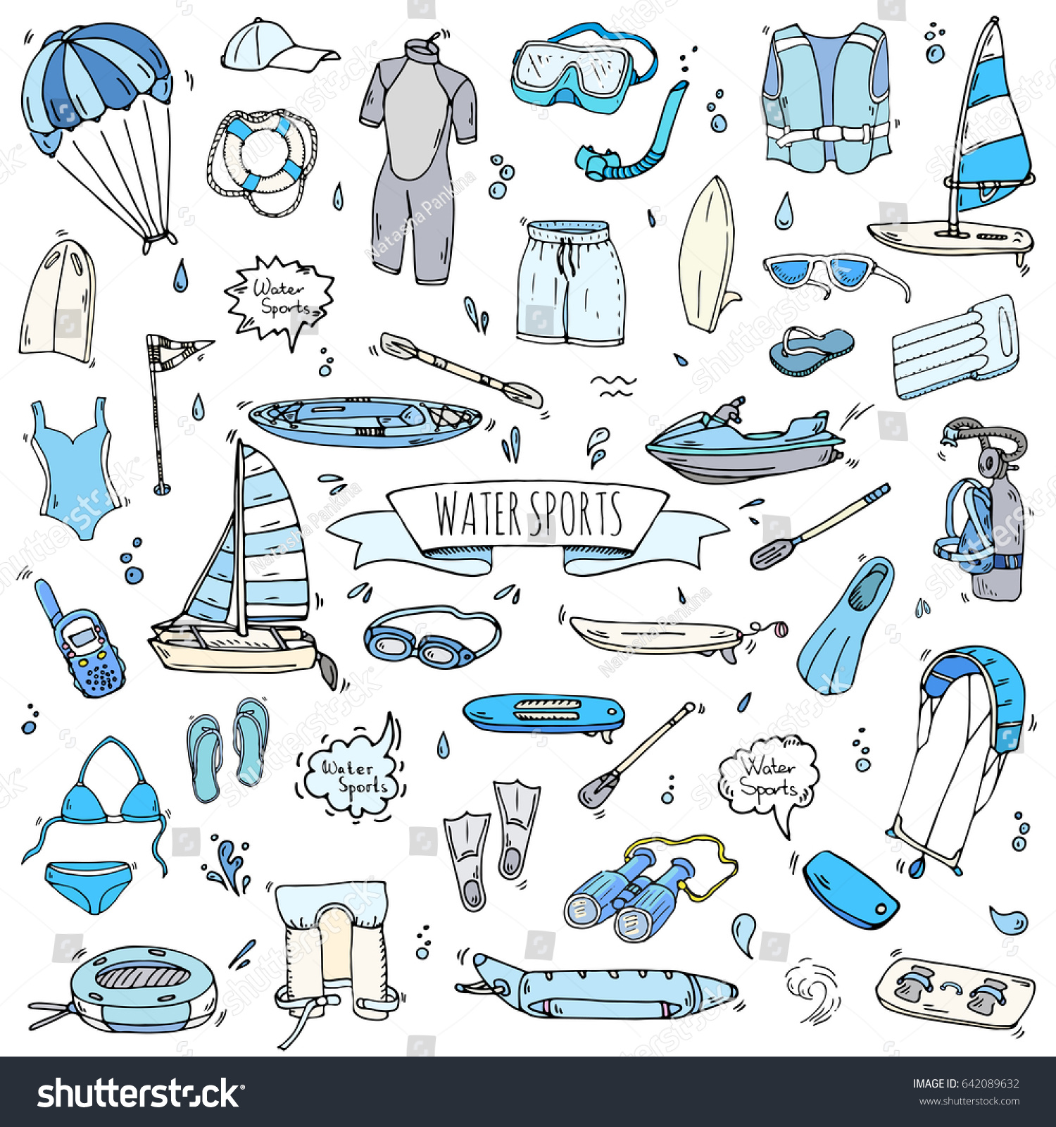Hand Drawn Doodle Water Sports Icons Stock Vector (Royalty Free ... Hand Drawn Doodle Water Sports Icons Stock Vector (Royalty Free ...