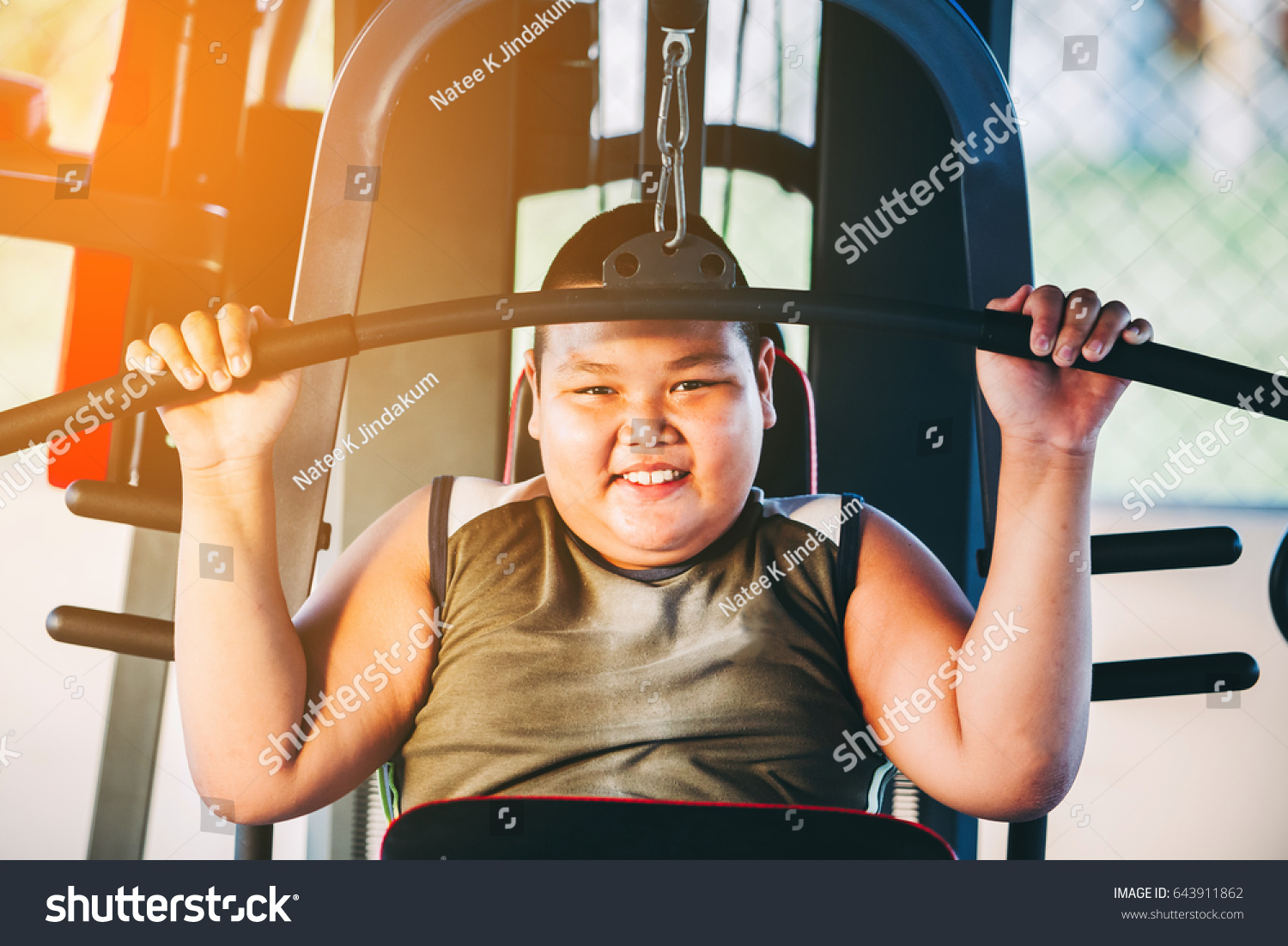 Fat Boy Exercise Gym Decrease Overweight Stock Photo 643911862 ...