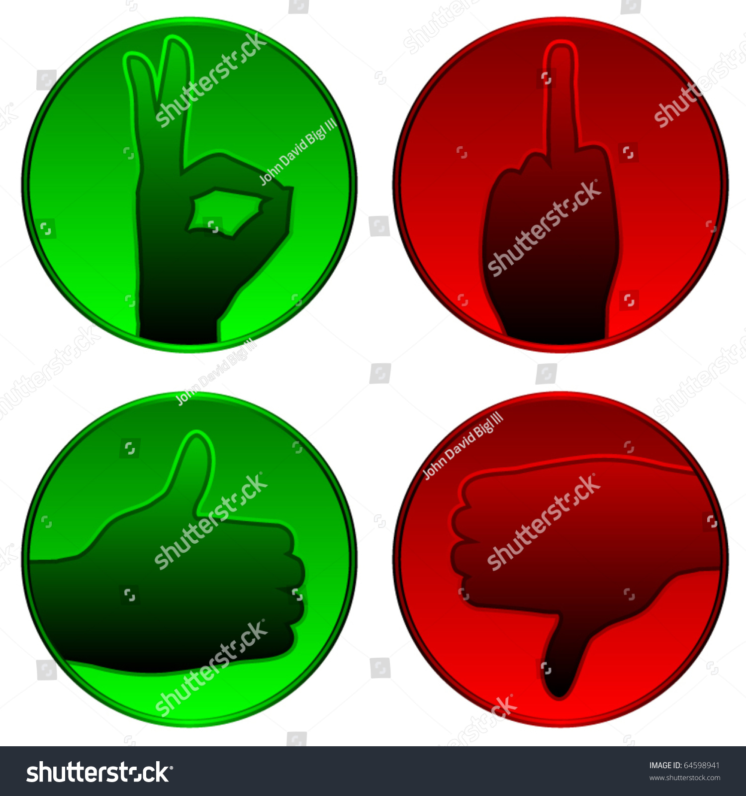 Symbols Acceptance Rejection Using Hand Gestures 库存矢量图（免版税）64598941 ...