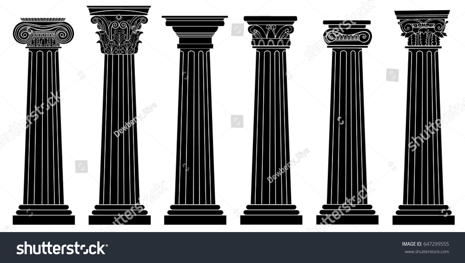 Stylized Greek Columns Doric Ionic Corinthian 库存矢量图(免版税)647299555 ... Stylized Greek Columns Doric Ionic Corinthian 库存矢量图(免版税)647299555 ...