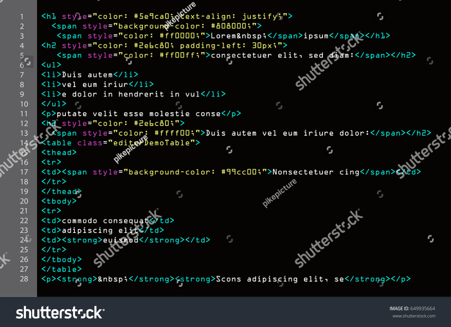 Html Simple Code Colorful Abstract Program Stock Illustration 649935664 ...