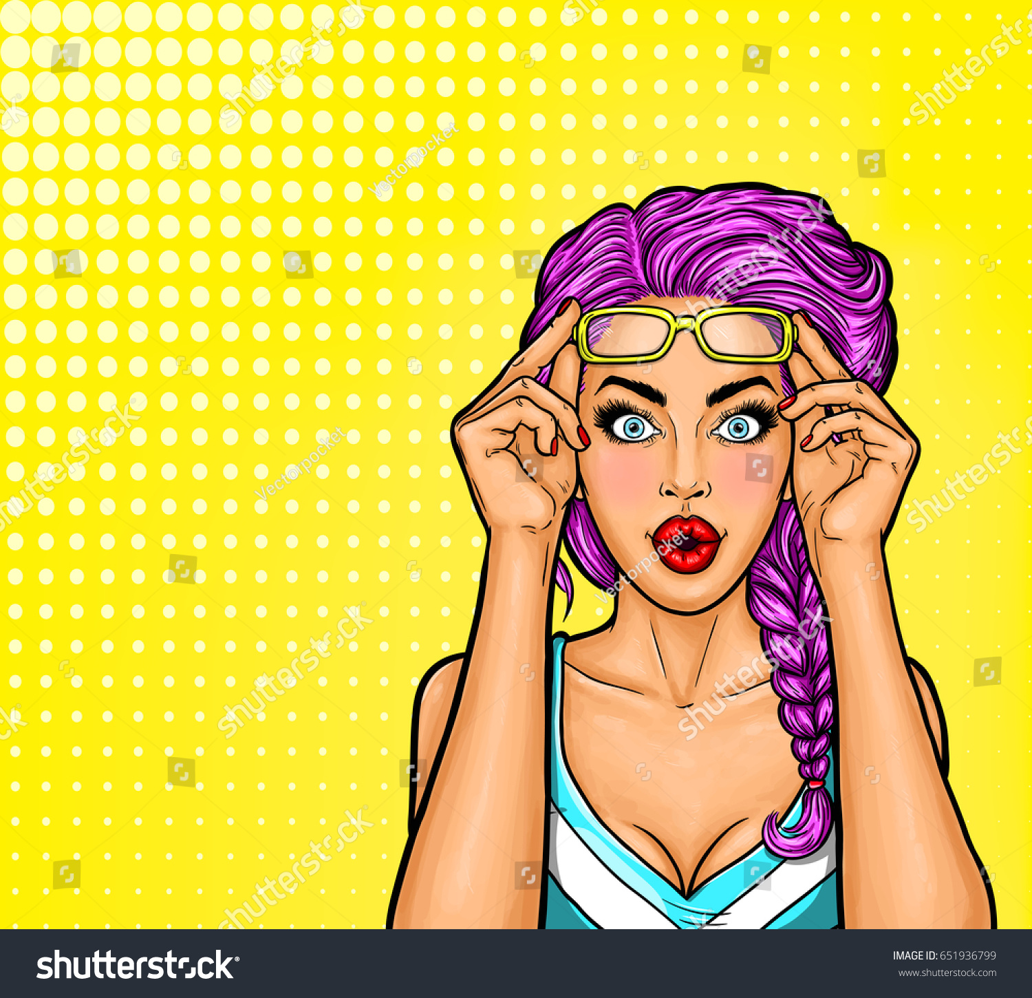 Pop Art Illustration Young Sexy Girl Stock Illustration 651936799