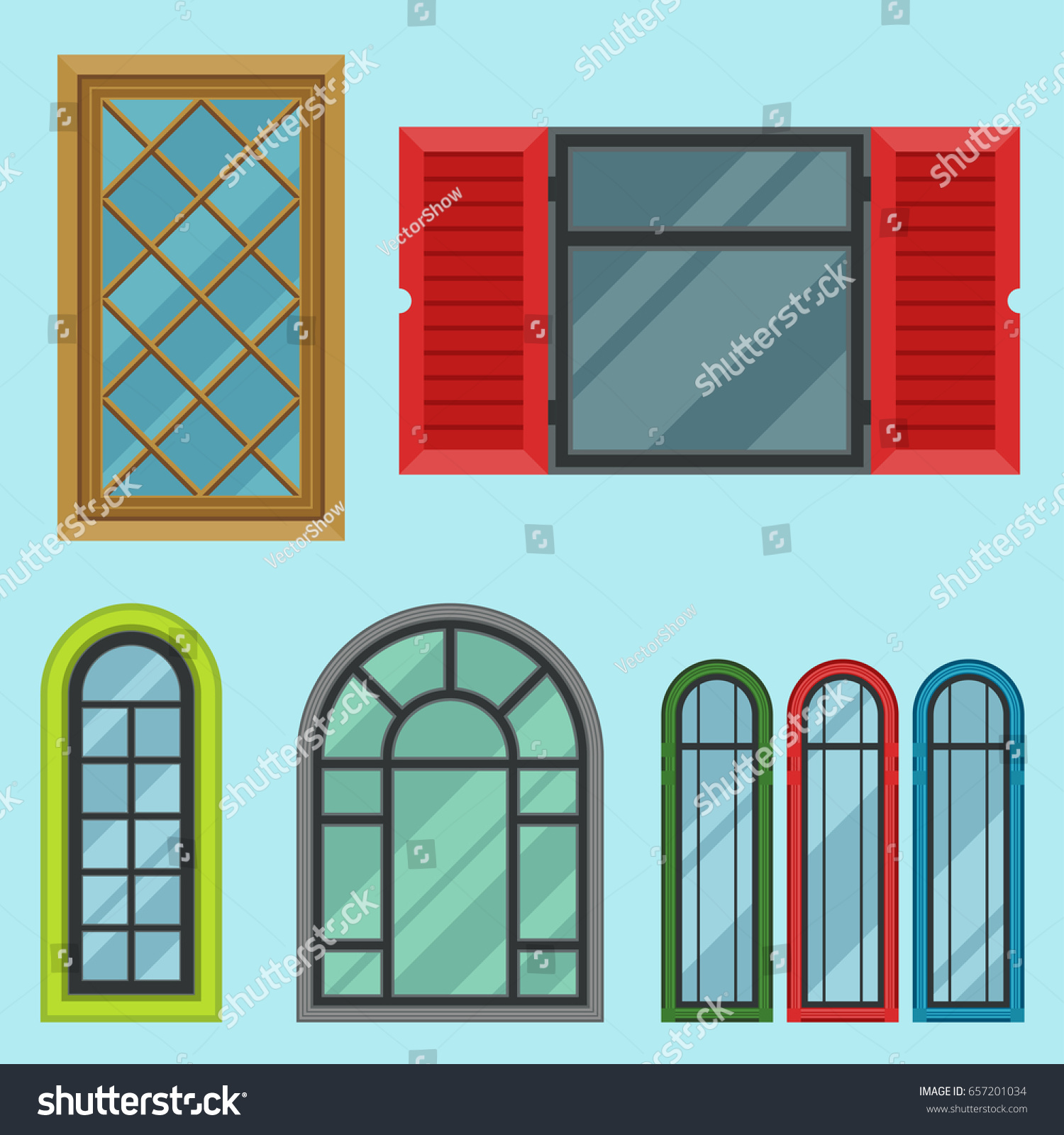 Different Types House Windows Elements Flat Stock Vector (Royalty Free ... Different Types House Windows Elements Flat Stock Vector (Royalty Free ...