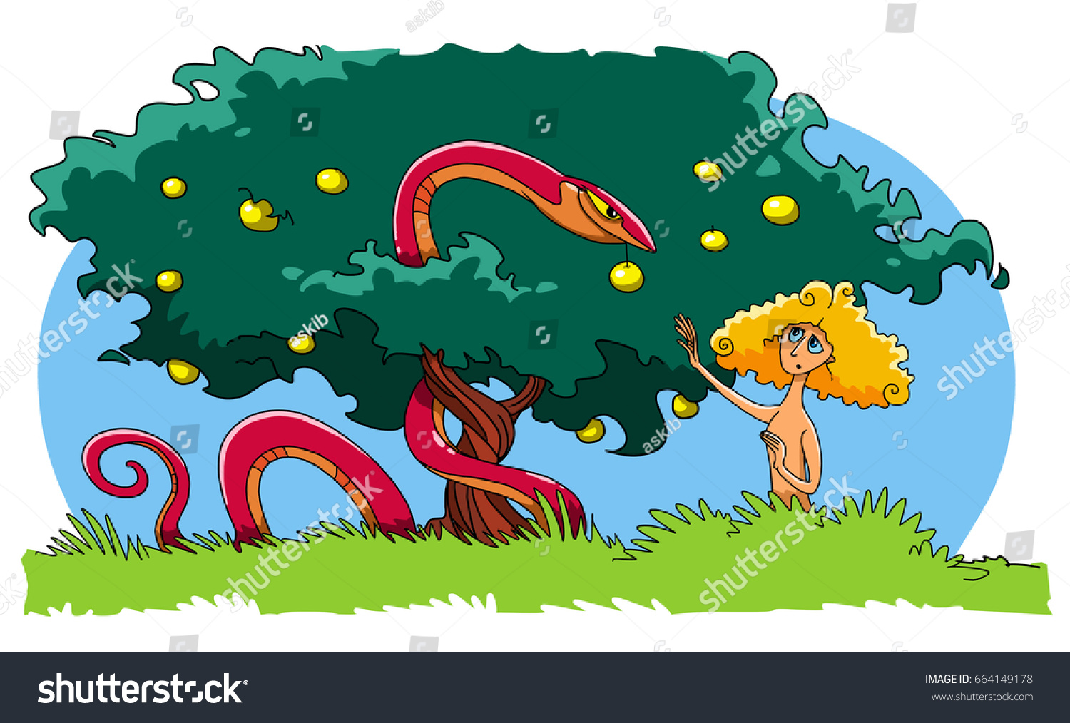 Serpent Tempts Eve Eat Forbidden Fruit Stock Illustration 664149178 Shutterstock