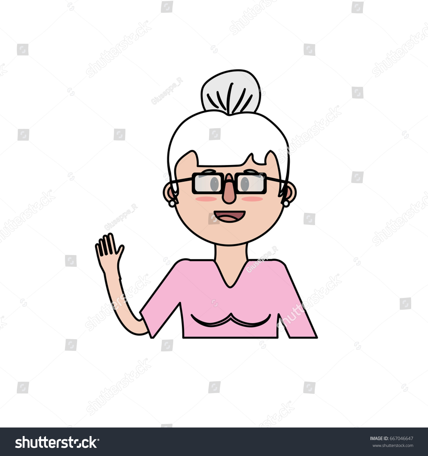 Old Woman Glasses Hairstyle Stock Vector Royalty Free 667046647
