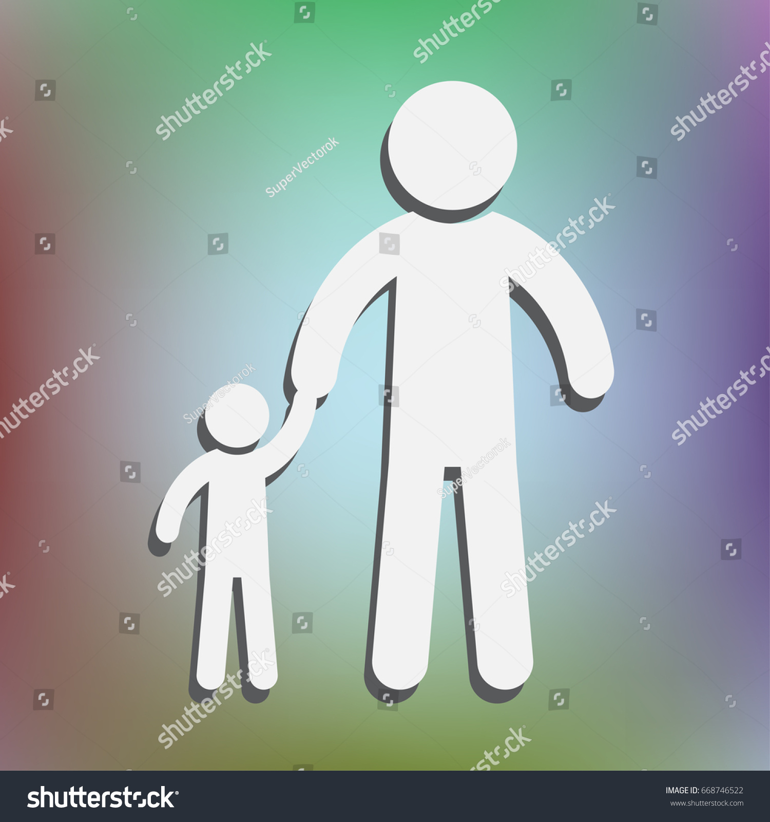 Father Daughter Walking Silhouette Vector เวกเตอร์สต็อก ปลอดค่า