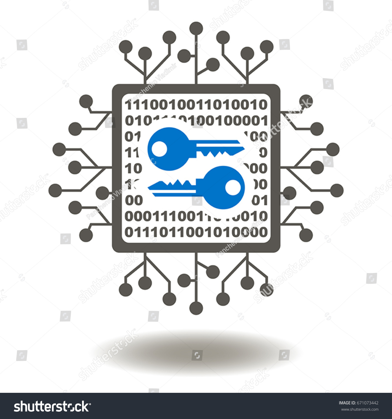 Binary Digital Microchip Keys Numbers Zero Stock Vector (Royalty Free ...