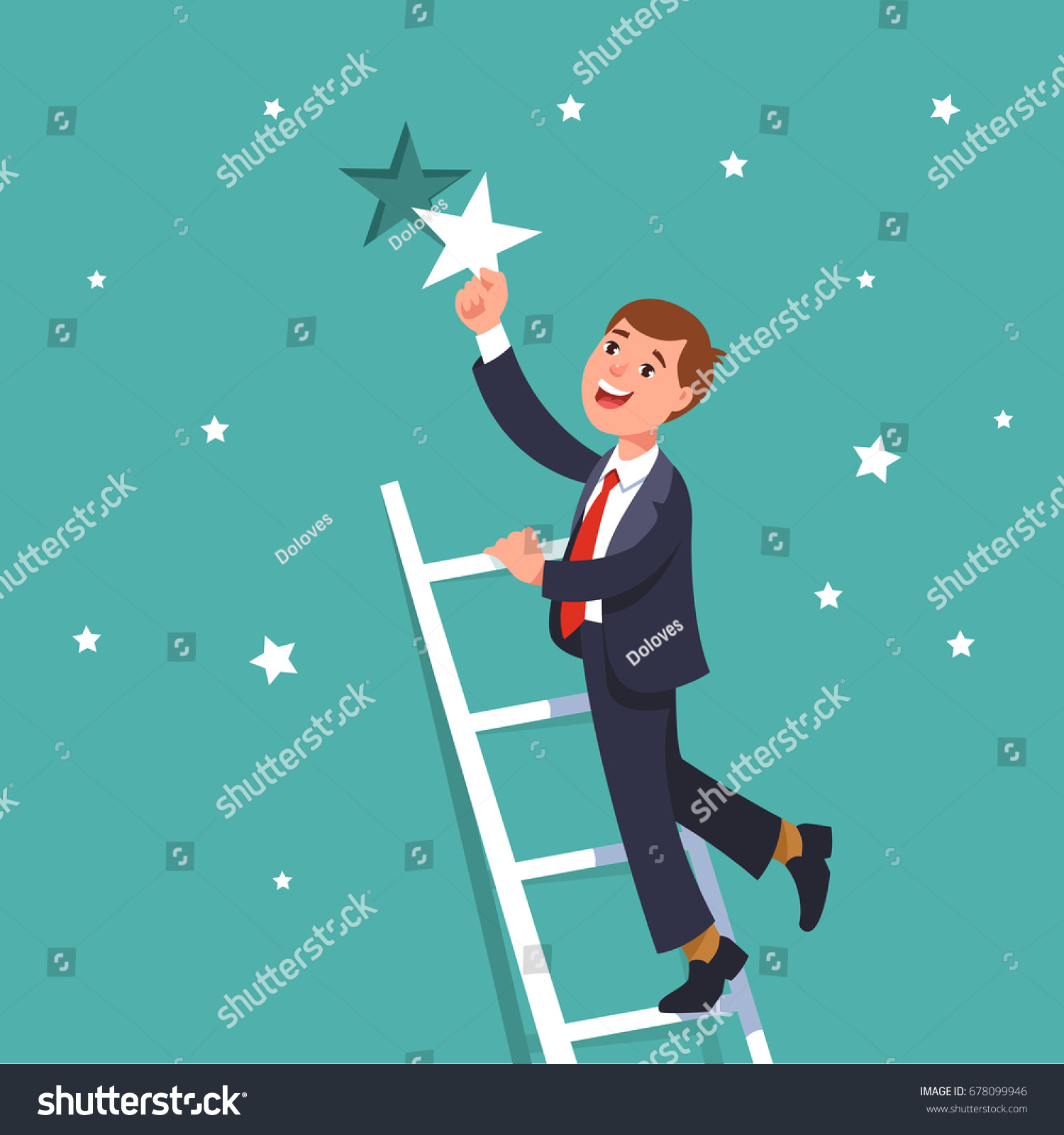 Successful Businessman Standing On Ladder Success Stock Vector Royalty