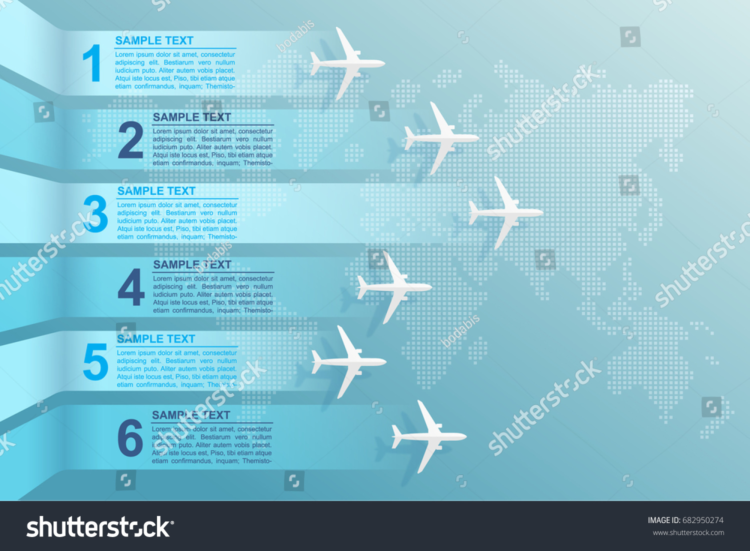 Infographic Airplane World Map Vector Illustration Stock Vector