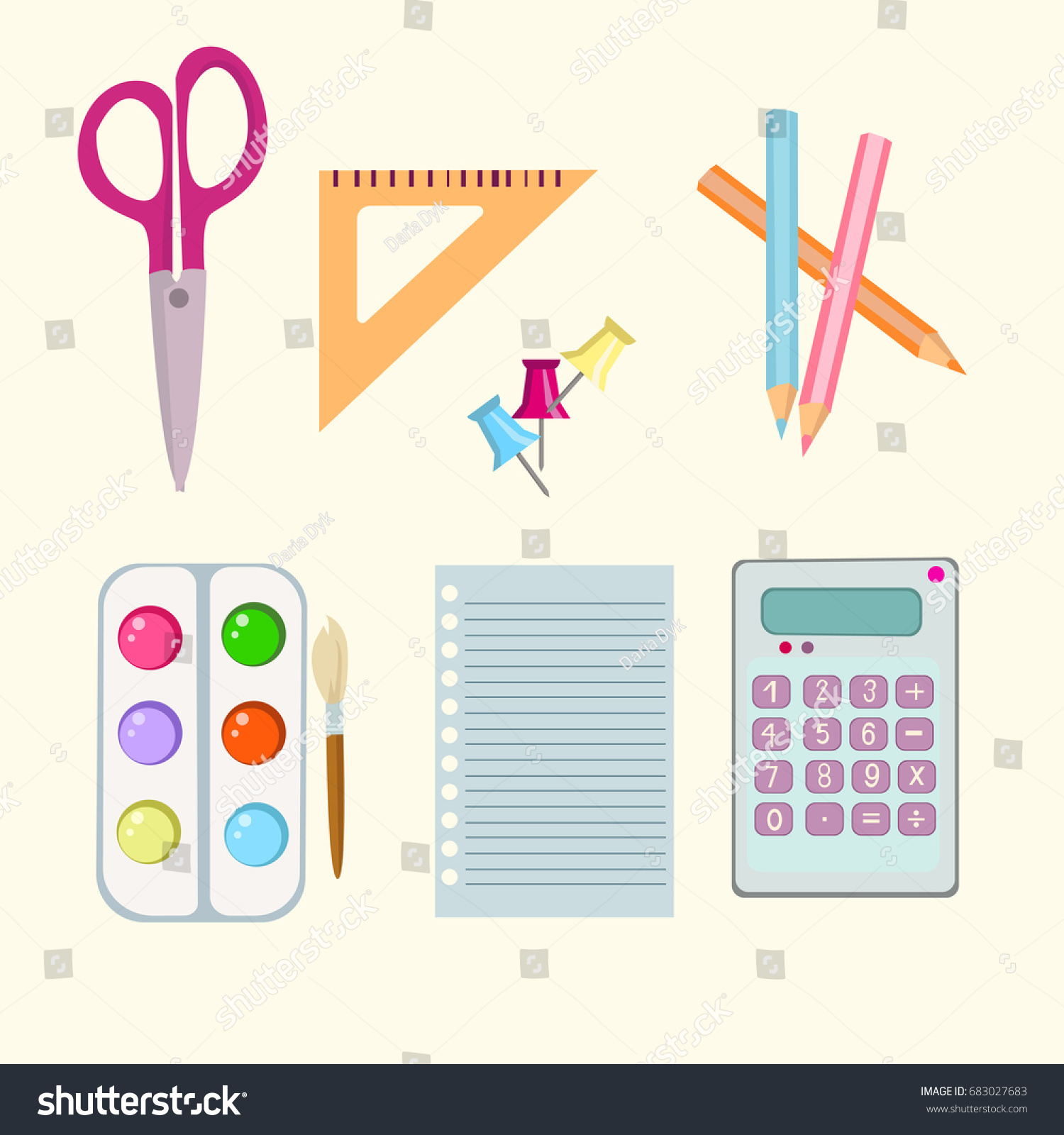 School Stuff Stock Vector (Royalty Free) 683027683 | Shutterstock