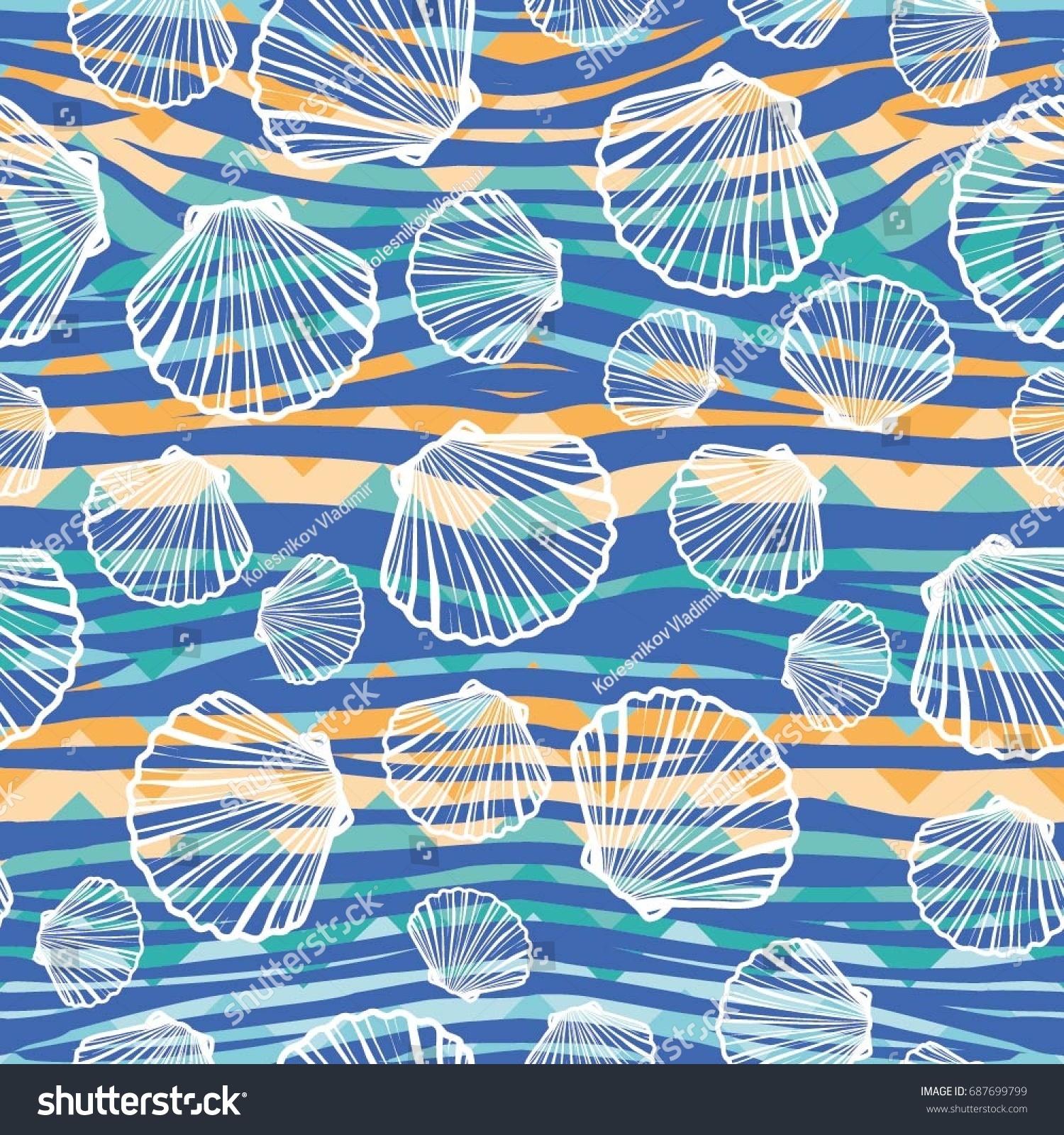Shell Pattern Vector Illustration Stock Vector (Royalty Free) 687699799 ...