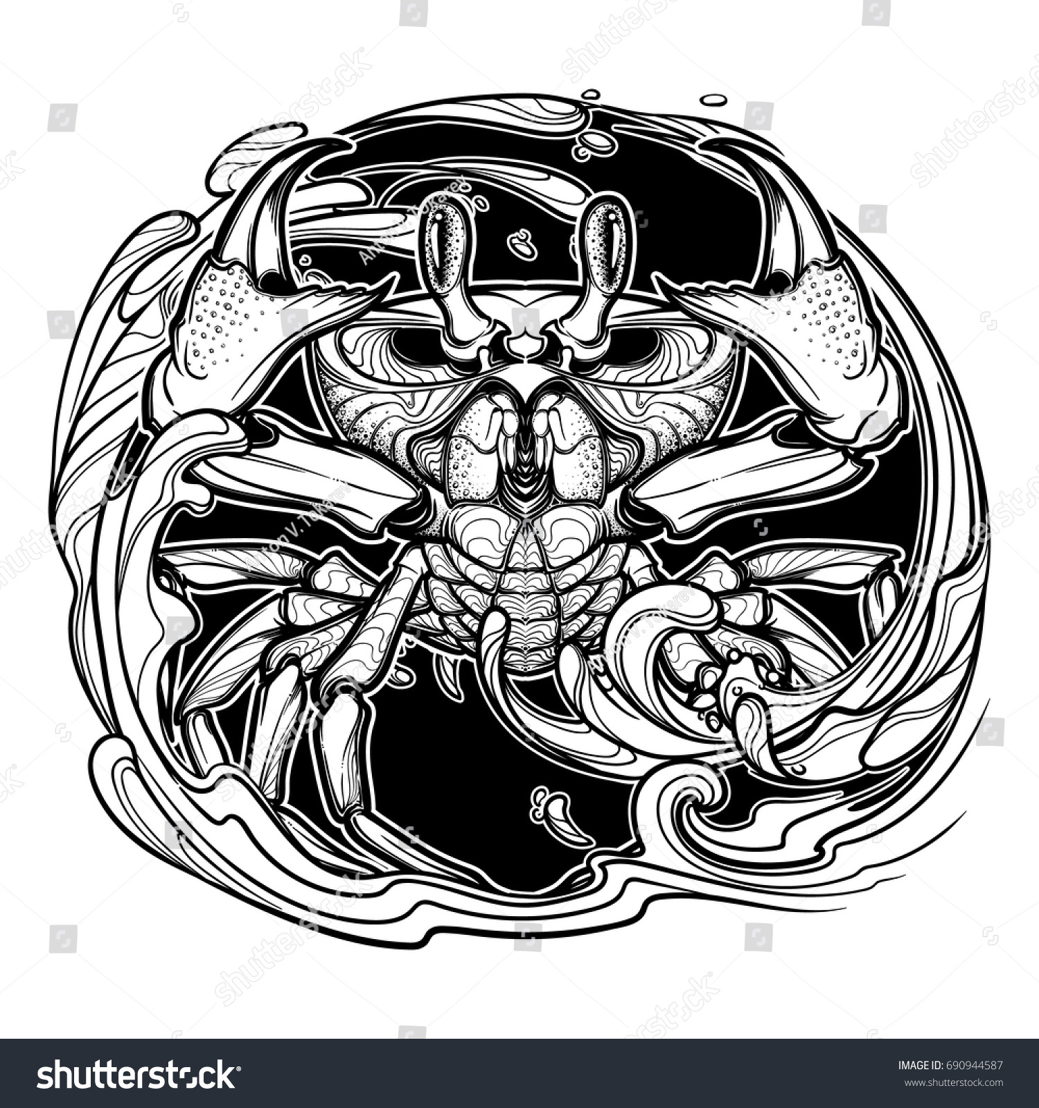 Alchemy Element Water Zodiac Sign Cancer Stock Vector Royalty Free