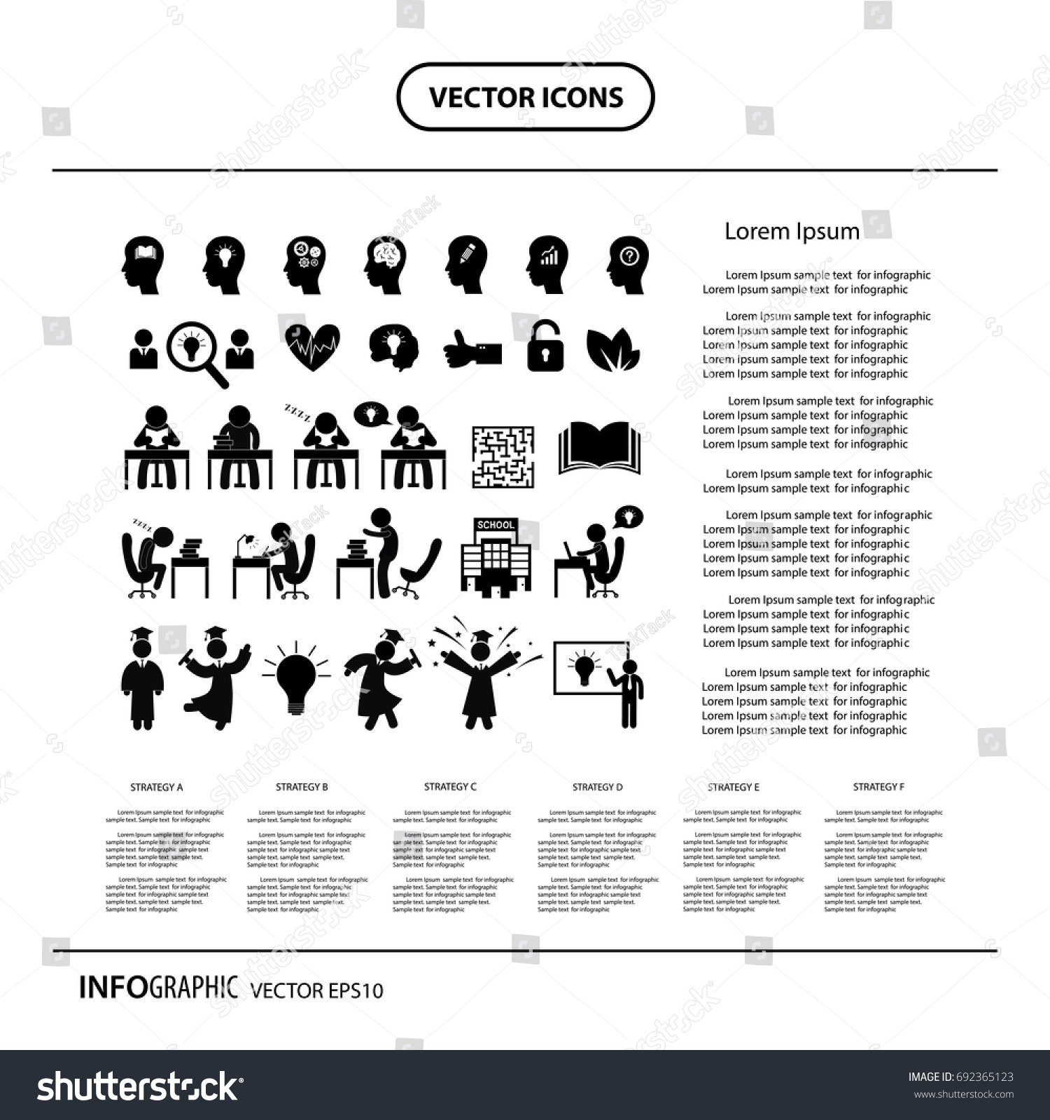 Basic Vector Successful Study Icon Set Stock Vector (Royalty Free ...
