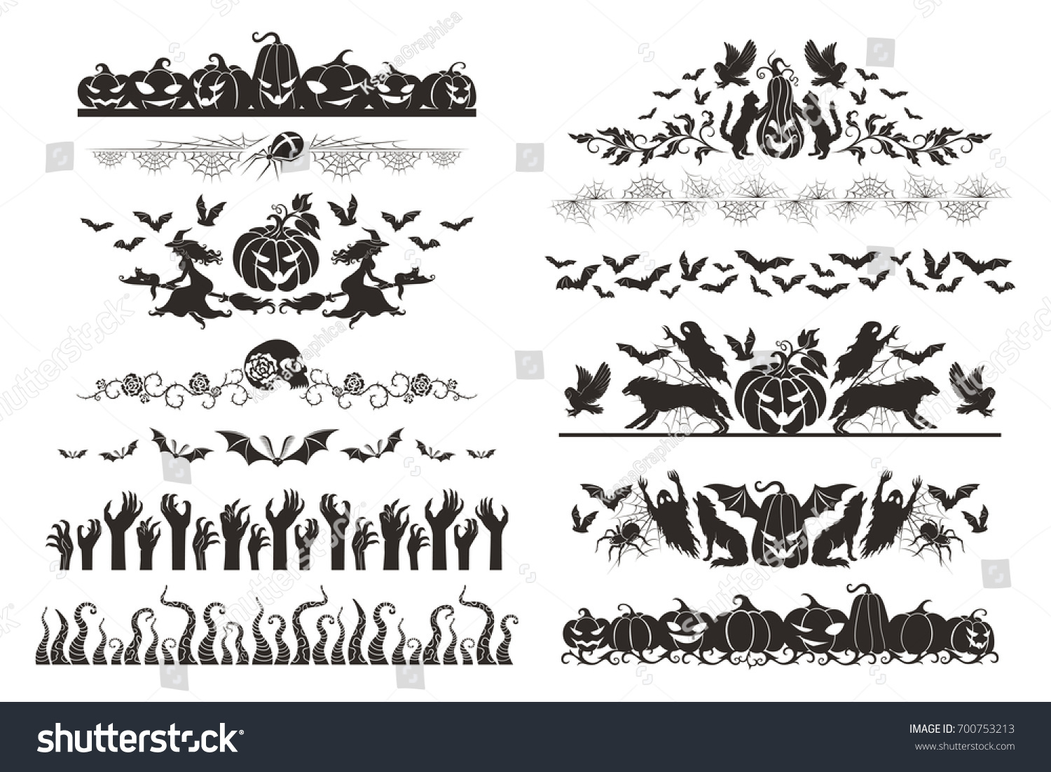 Halloween Dividers Collection Horizontal Borders Halloween Stock ...