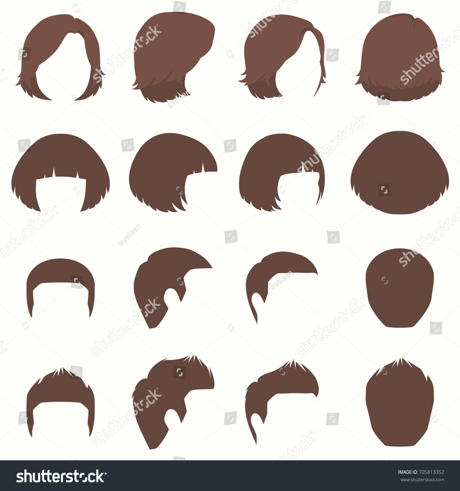 Woman Man Hair Vector Hairstyle Silhouette Stock Vector Royalty Free