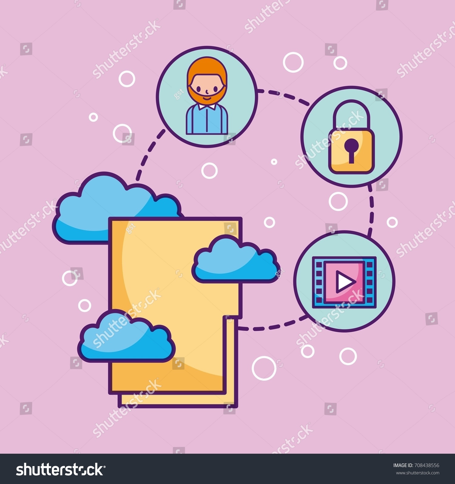 Folder File Cloud Computing Connected Information Stock Vector (Royalty ...