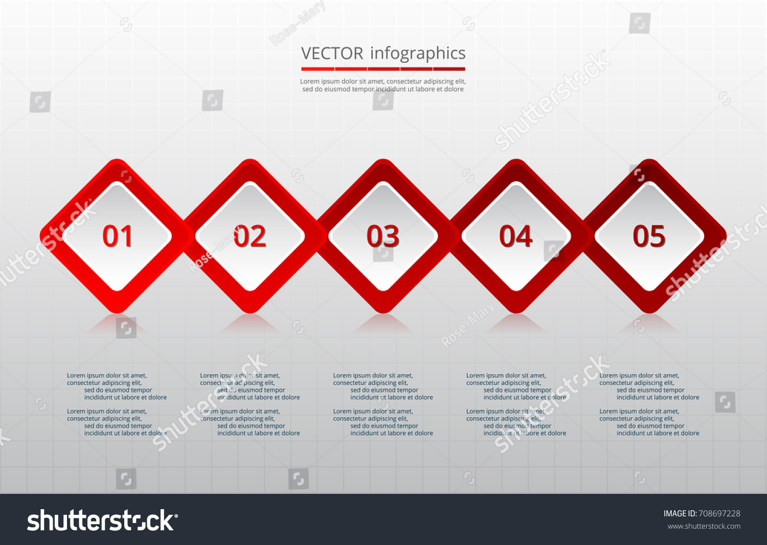 Step By Step Infographic Red Timeline Stock Vector Royalty Free