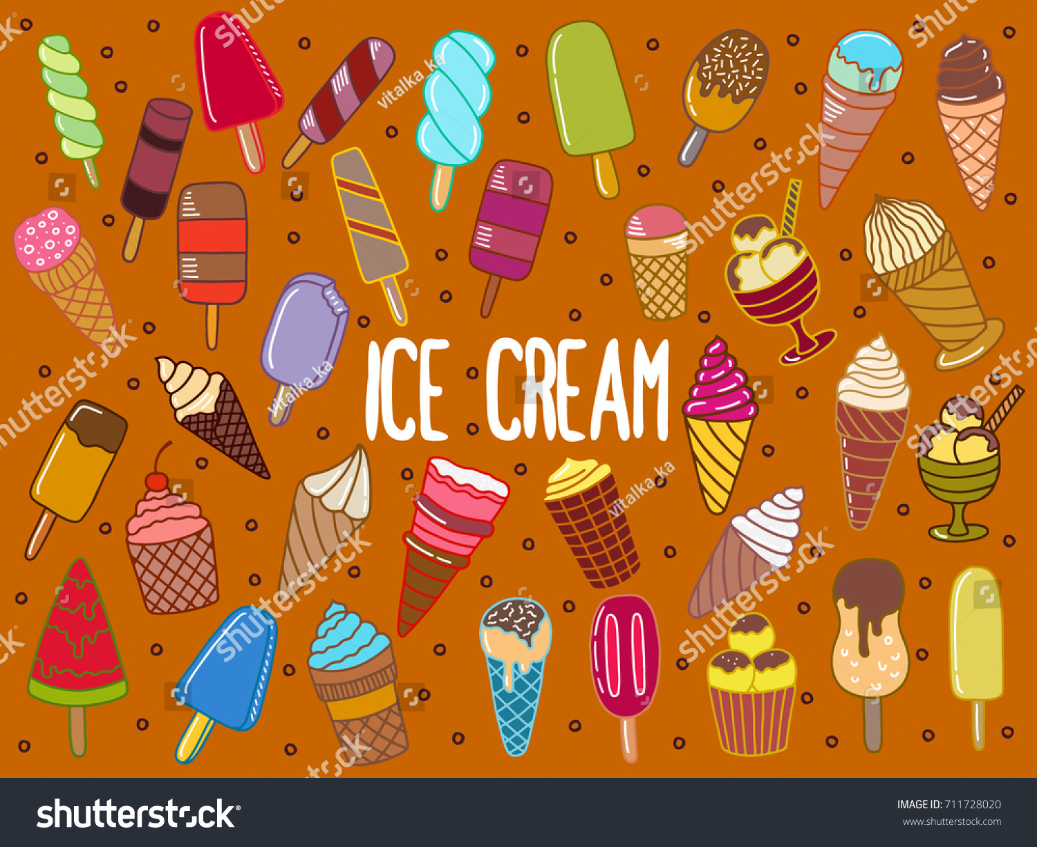 Vector Set Doodle Ice Cream Beautiful Stock Vector Royalty Free 711728020 Shutterstock
