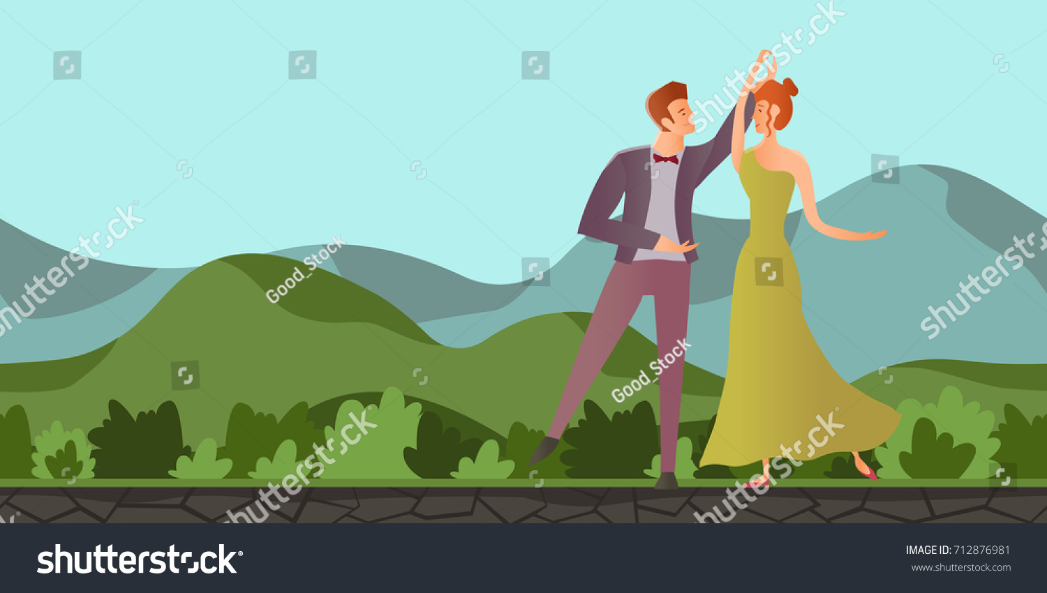 Young Couple Love Man Woman Dancing Stock Vector Royalty Free
