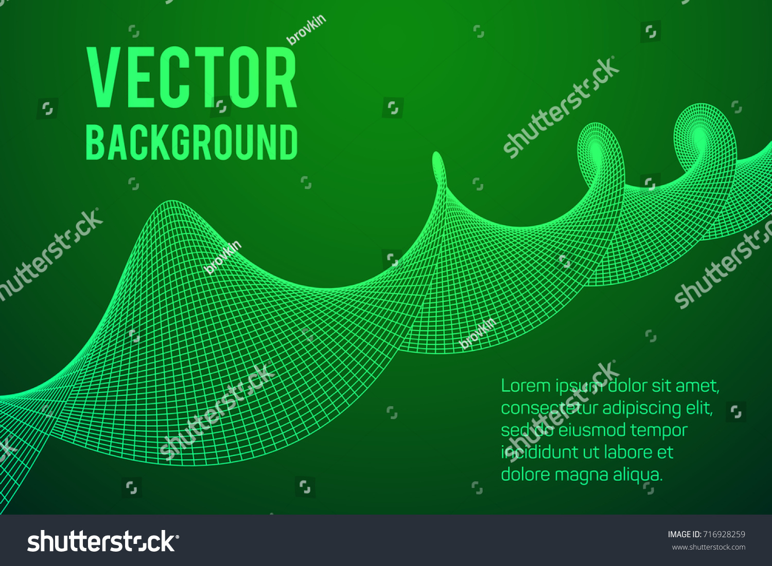 Wireframe Mesh Sinusoidal Plane Trigonometry Connection Stock Vector ...