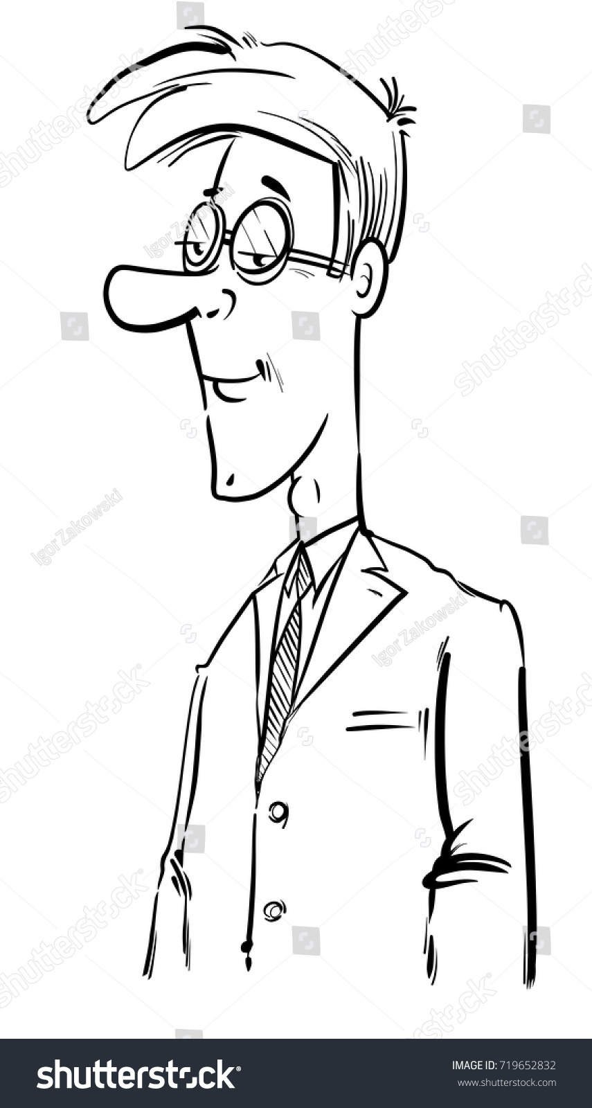 Vektor Stok Black White Vector Drawing Illustration Young Tanpa Royalti 719652832 Shutterstock