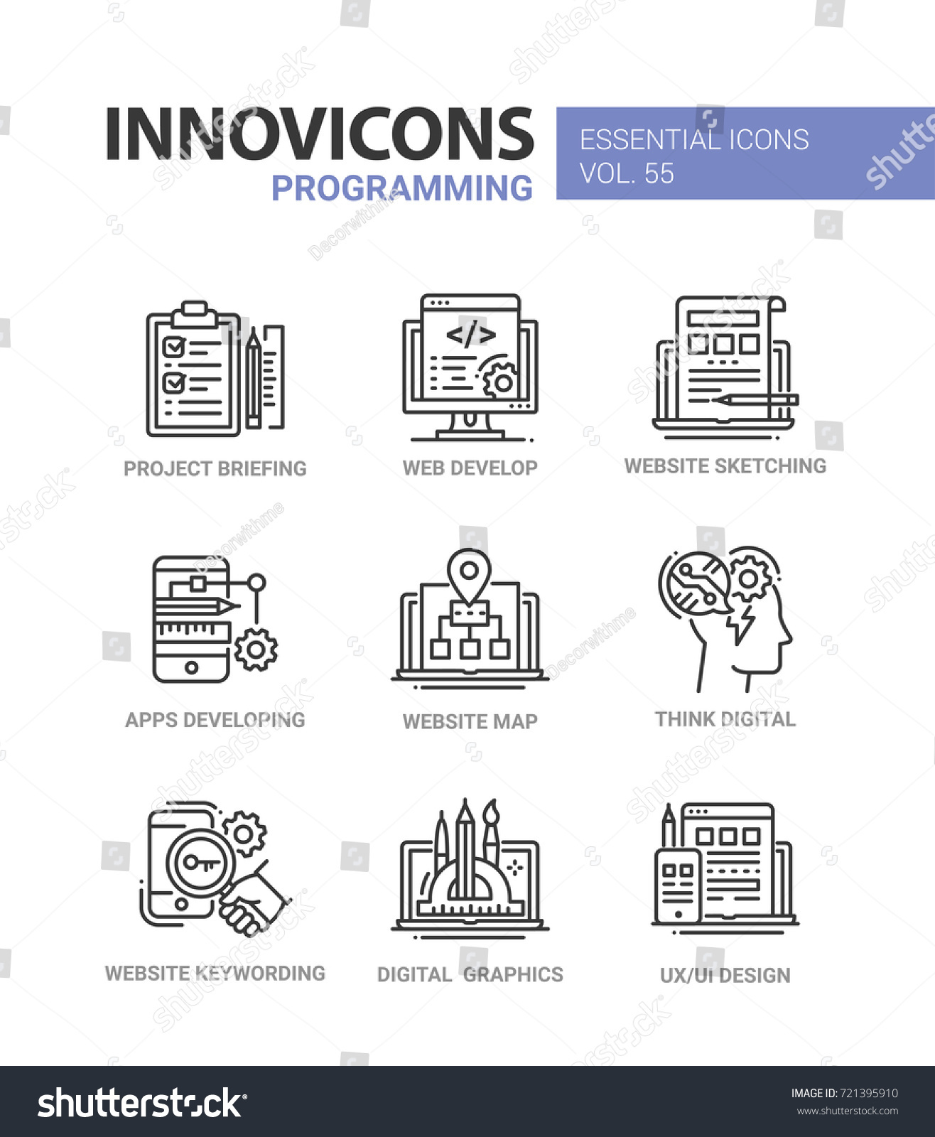 Programming Modern Essential Vector Line Design Stock Vector (Royalty ...