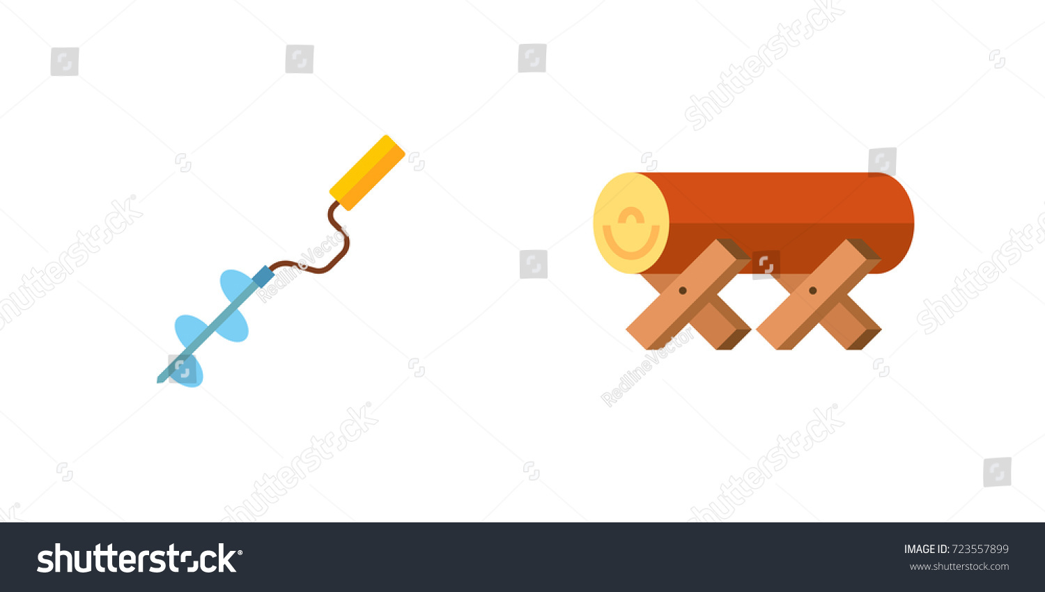 Sawmill Firefighting Icon Set Stock Vector Royalty Free 723557899