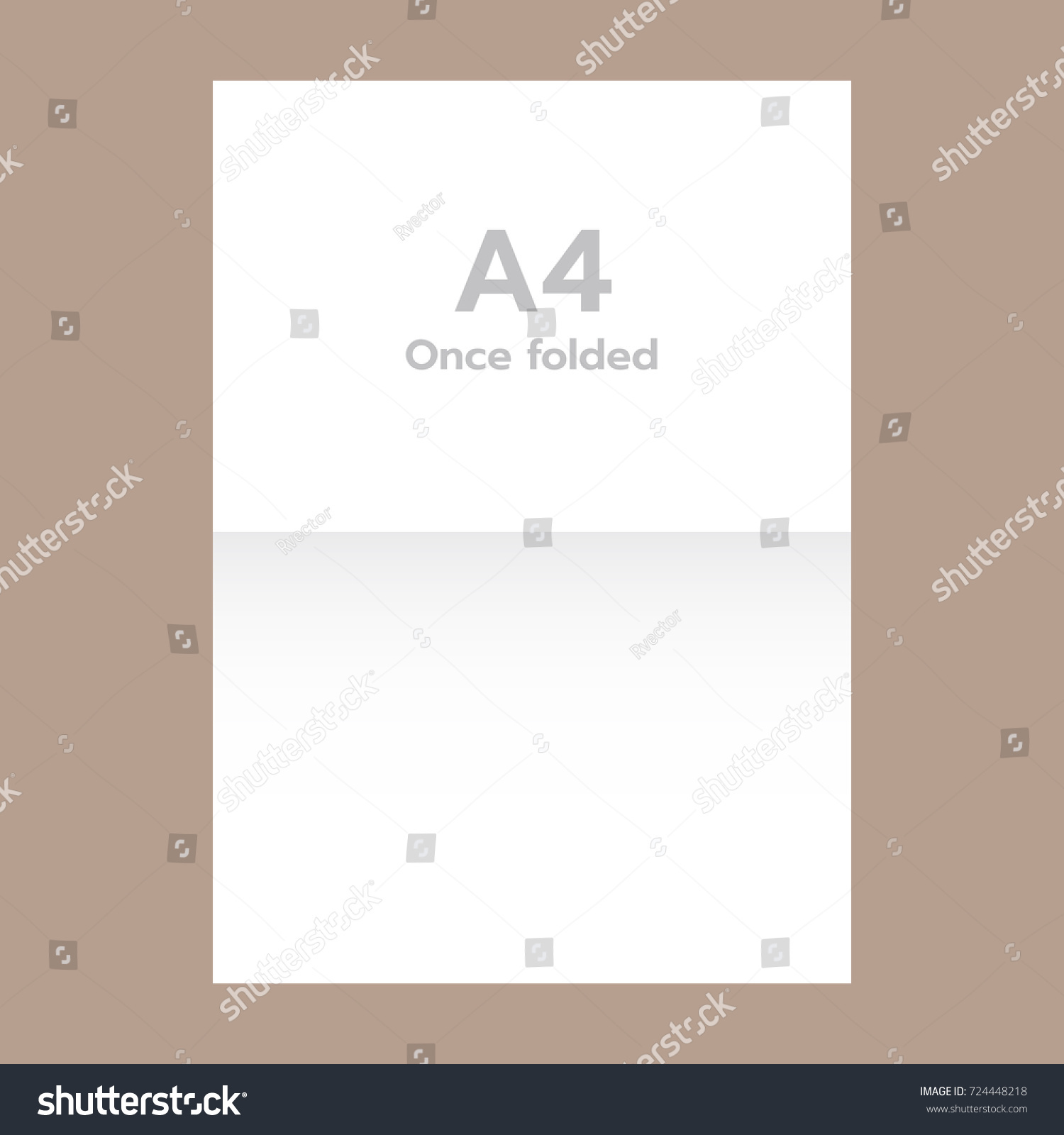Once Folded A4 Paper Mockup Realistic Stock Vector Royalty Free