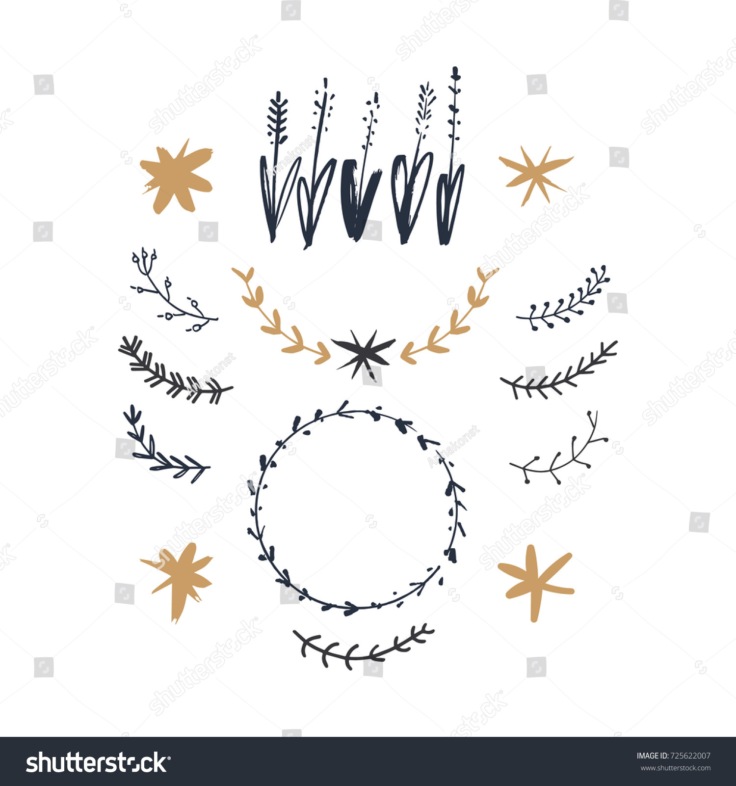 Vector Hand Drawn Decor Elements Stock Vector (Royalty Free) 725622007 ...
