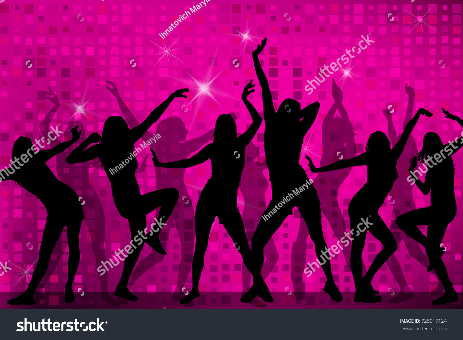 Silhouettes Dancing Girls Vector 库存矢量图(免版税)725919124 Shutterstock