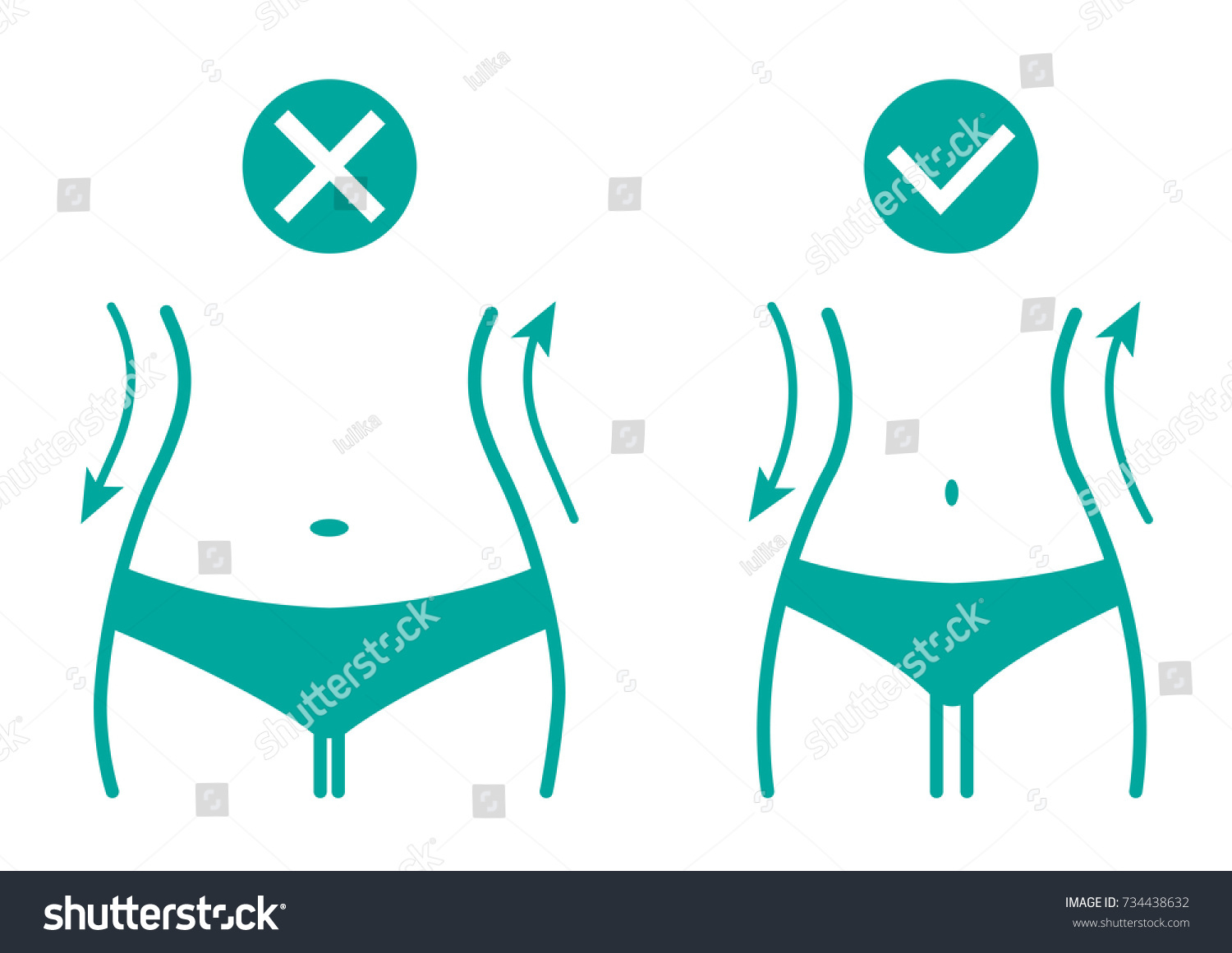 Fat Slim Woman Figure Before After Stock Vector Royalty Free