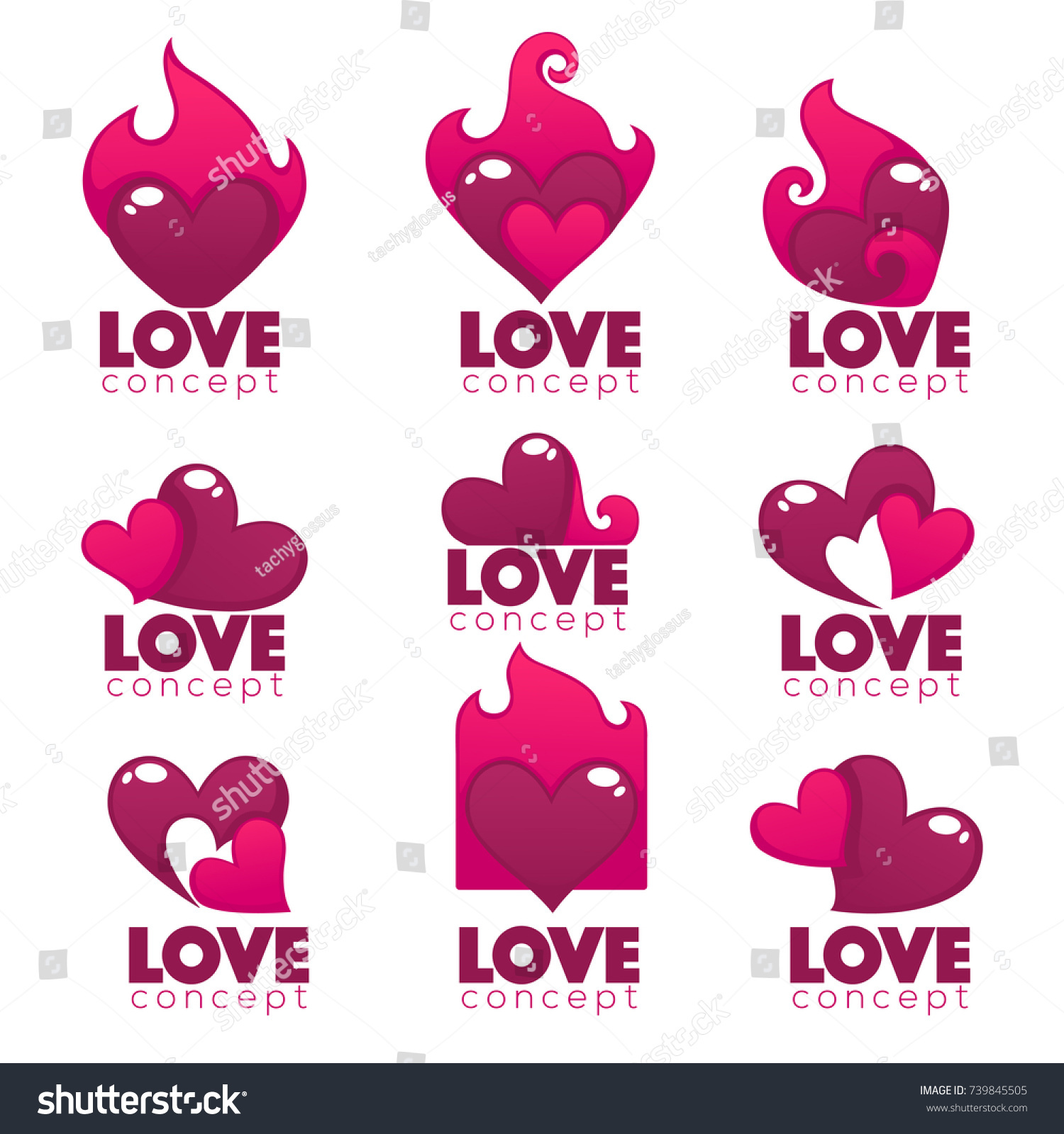 Vector Collection Heart Hands Love Logo Stock Vector Royalty Free