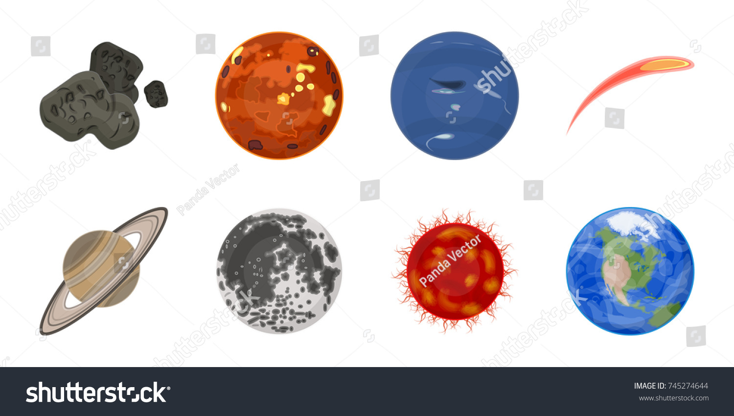 Planets Solar System Icons Set Collection Stock Vector (Royalty Free ...