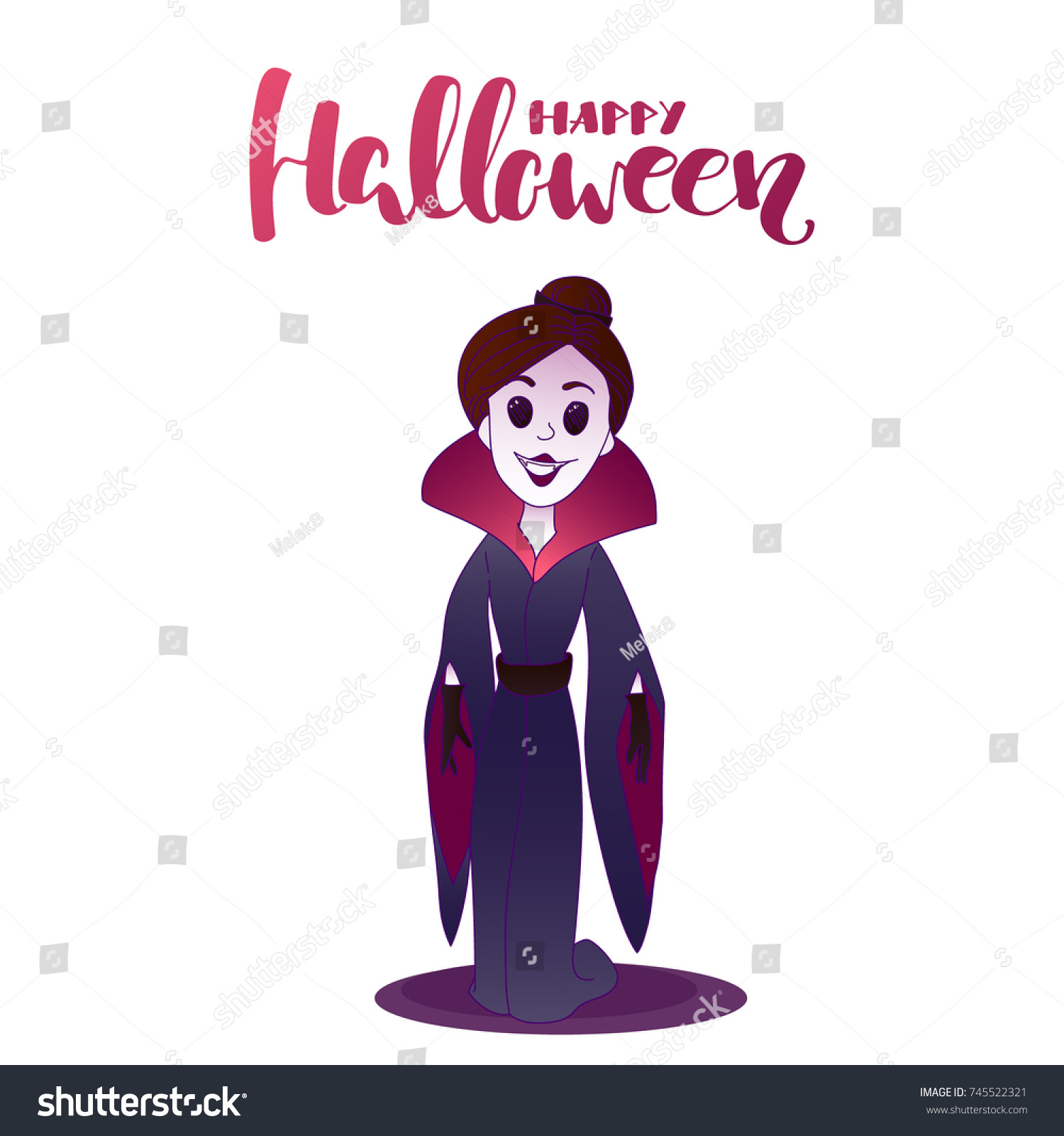 Girl Halloween Costume Vector Illustration Stock Vector Royalty Free