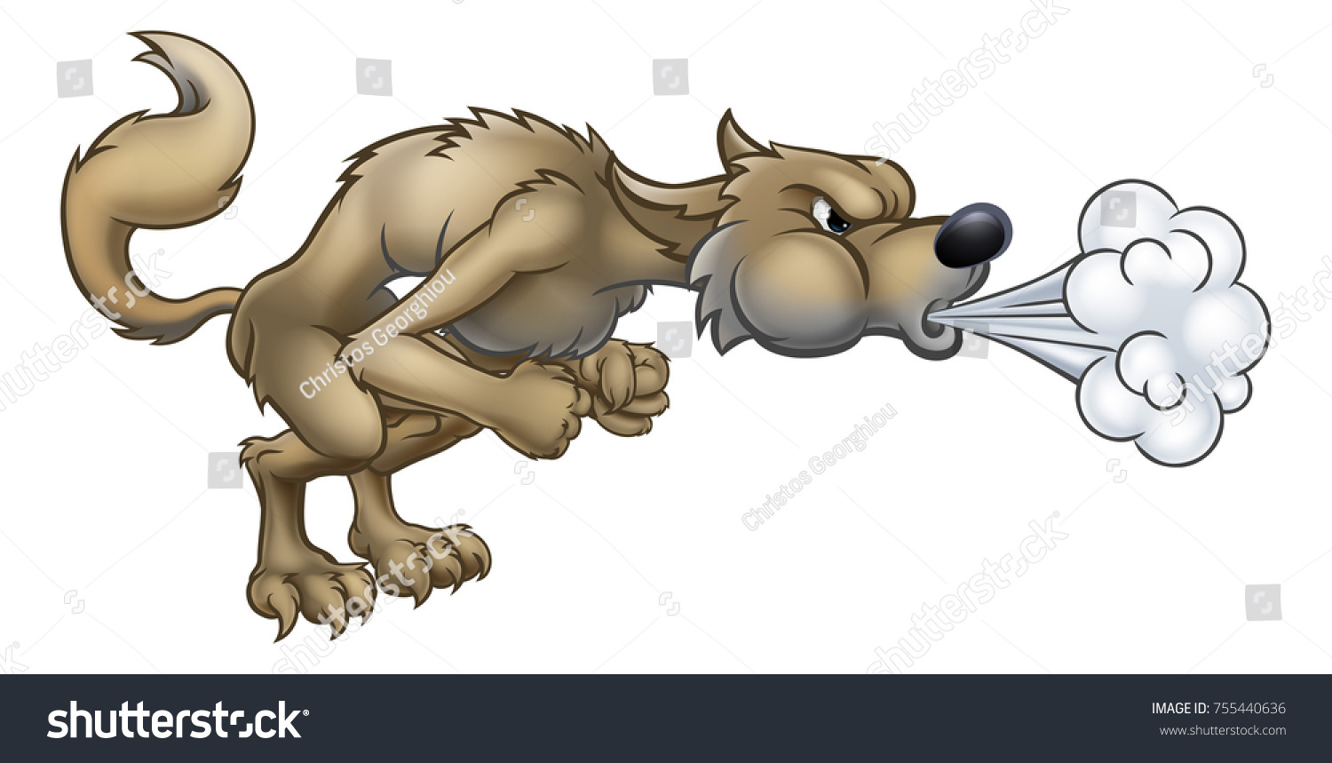 Big Bad Wolf Cartoon Character Three Stock Illustration 755440636
