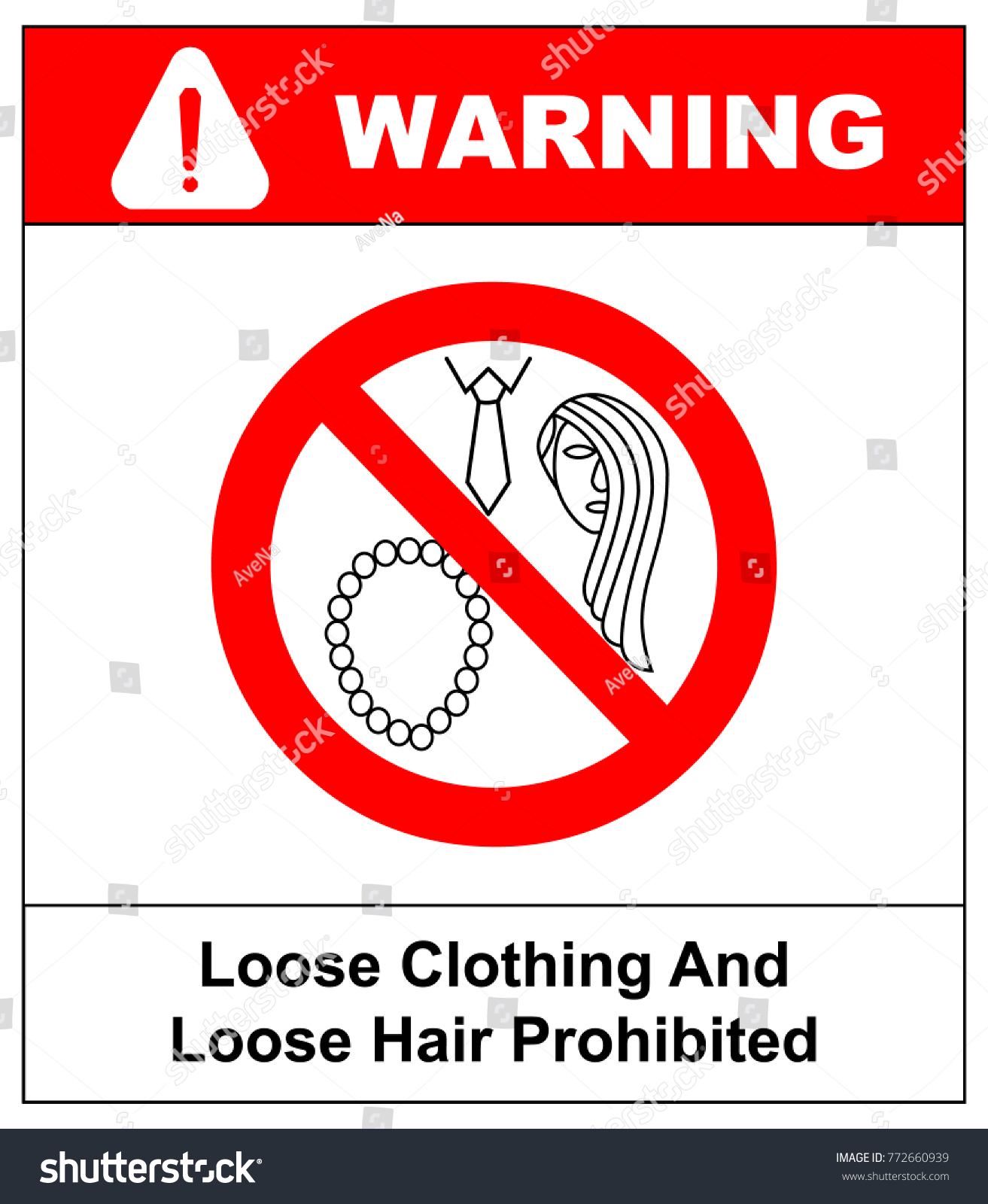 Loose Clothing Long Hair Prohibited Sign Vector De Stock Libre De Regalías 772660939