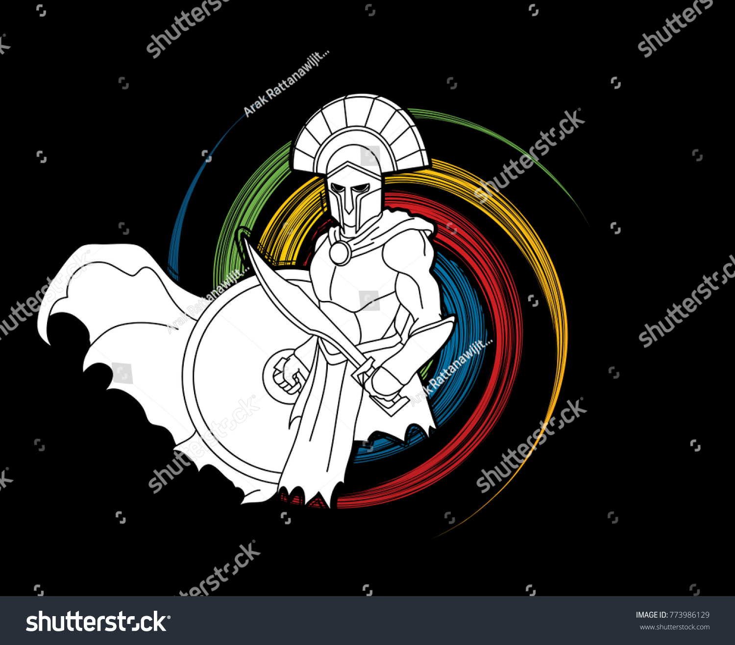Angry Spartan Warrior Sword Shield Designed 库存矢量图(免版税)773986129 Shutterstock
