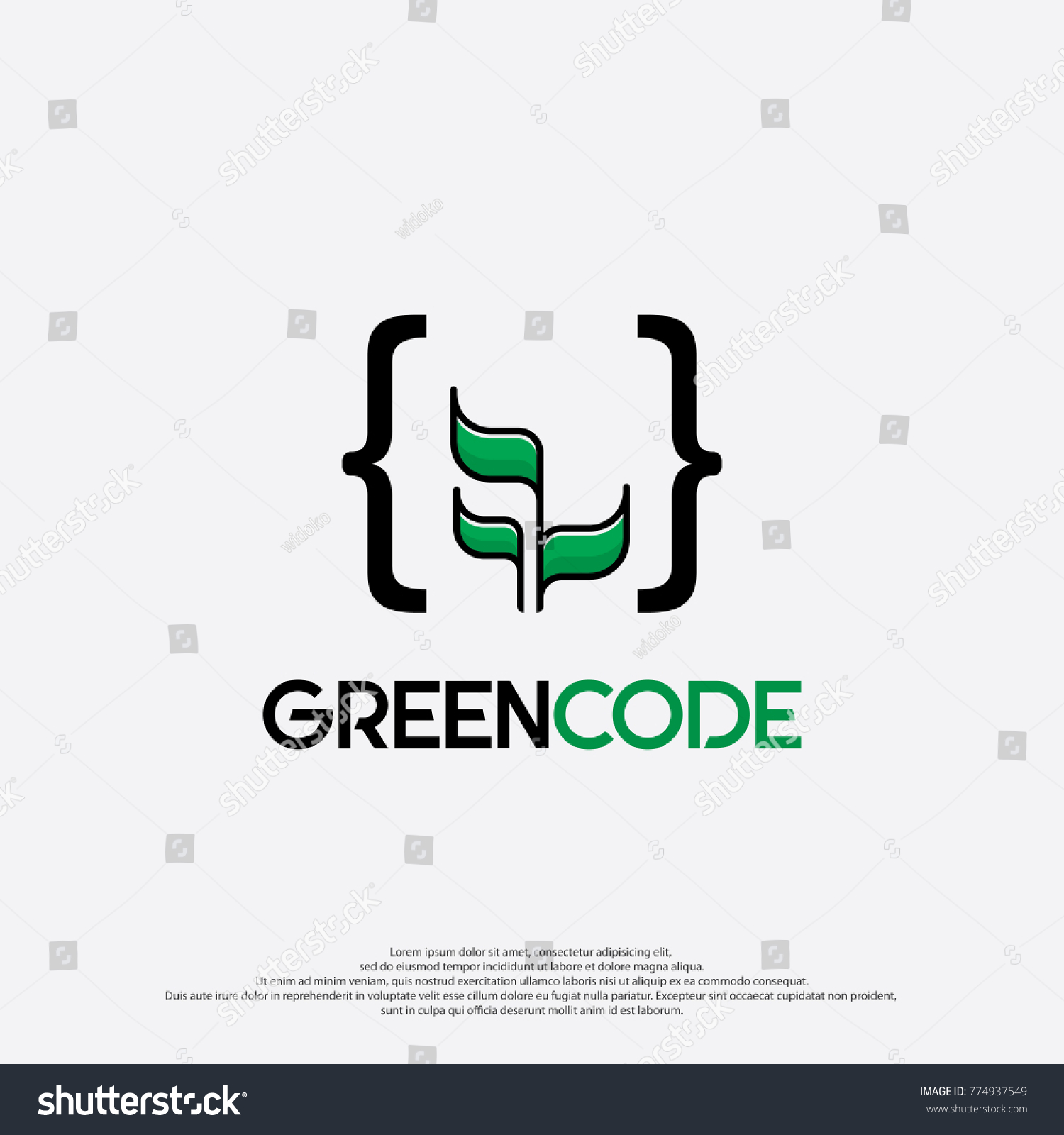 Green Leaf Code Icon Illustration Template Stock Vector (Royalty Free ...