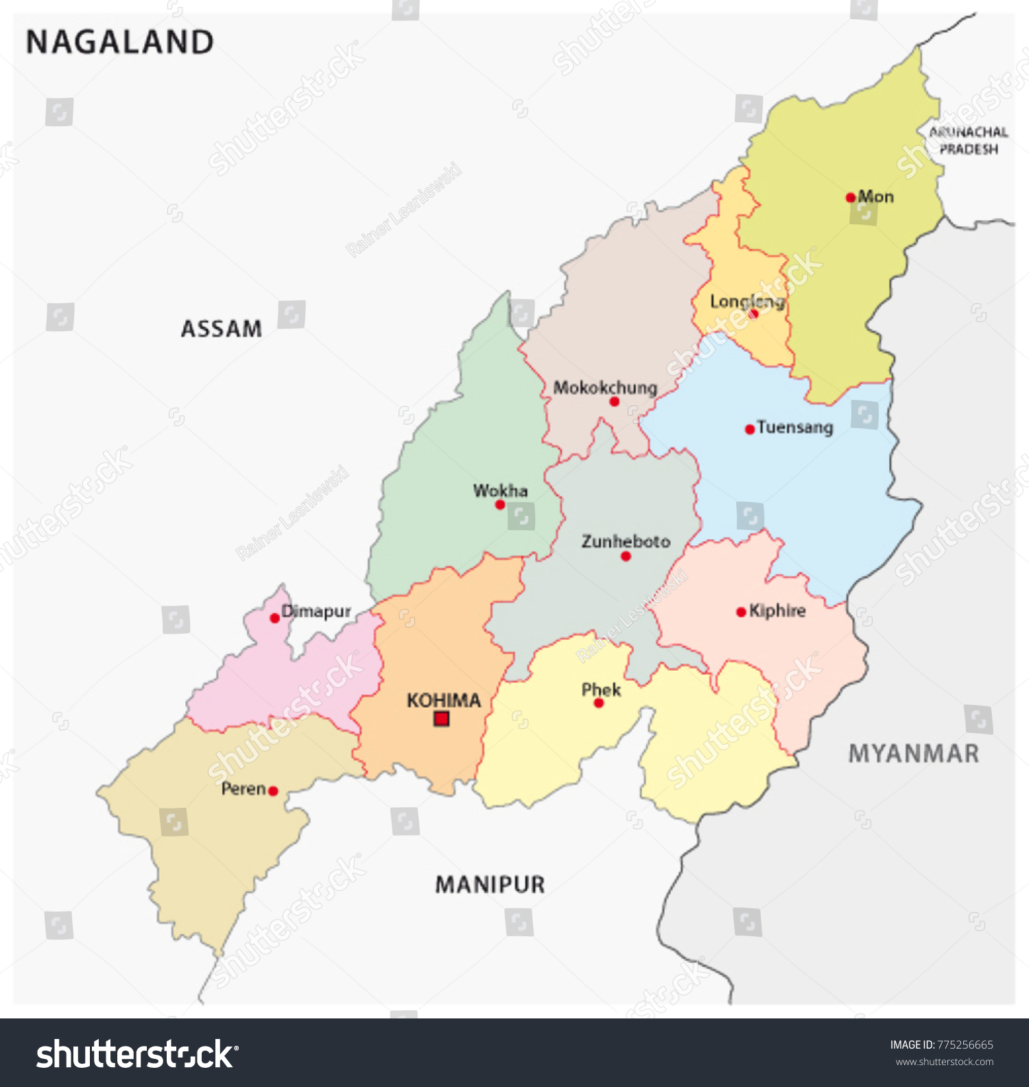 Nagaland Administrative Political Map Stock Vector (Royalty Free ... Nagaland Administrative Political Map Stock Vector (Royalty Free ...