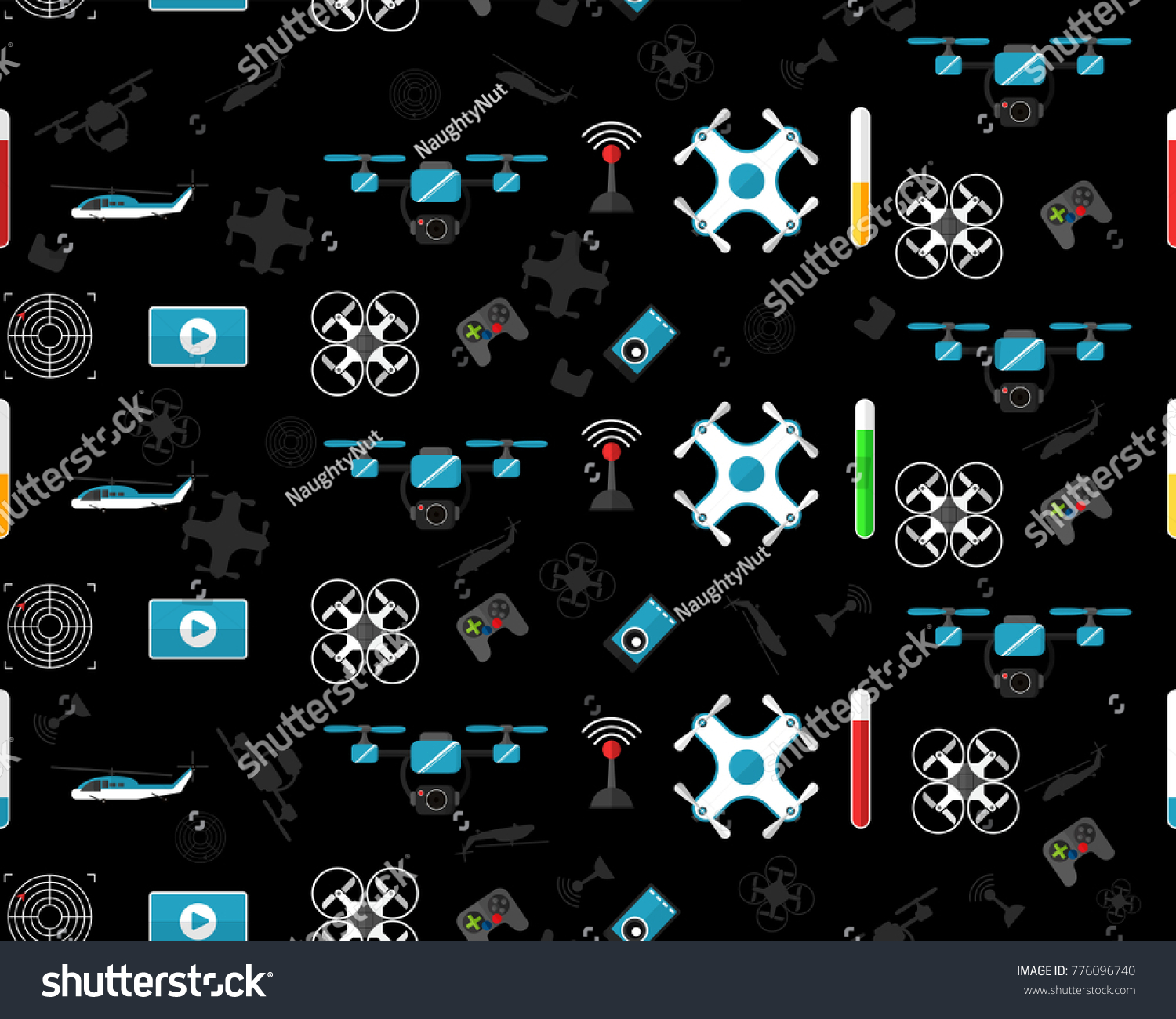 Vector Flat Seamless Texture Pattern Drones Stock Vector (Royalty Free ...